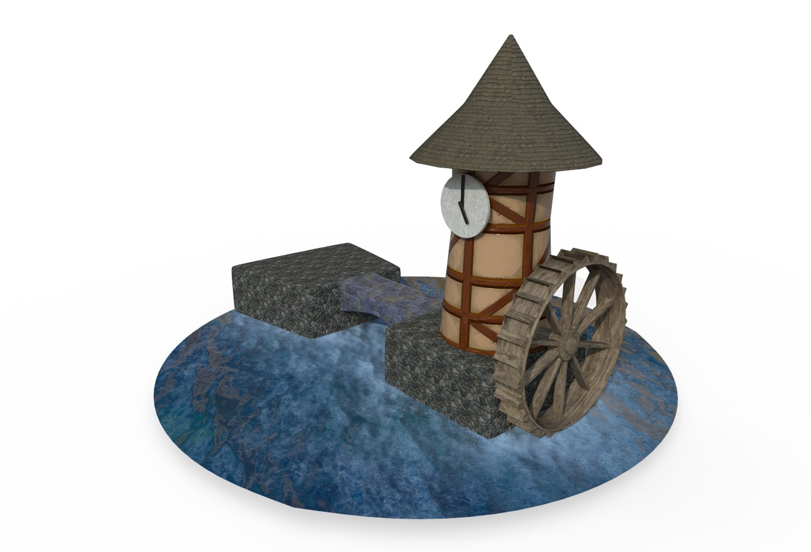 Water Wheel Clock Tower 3D Model - TurboSquid 1565713