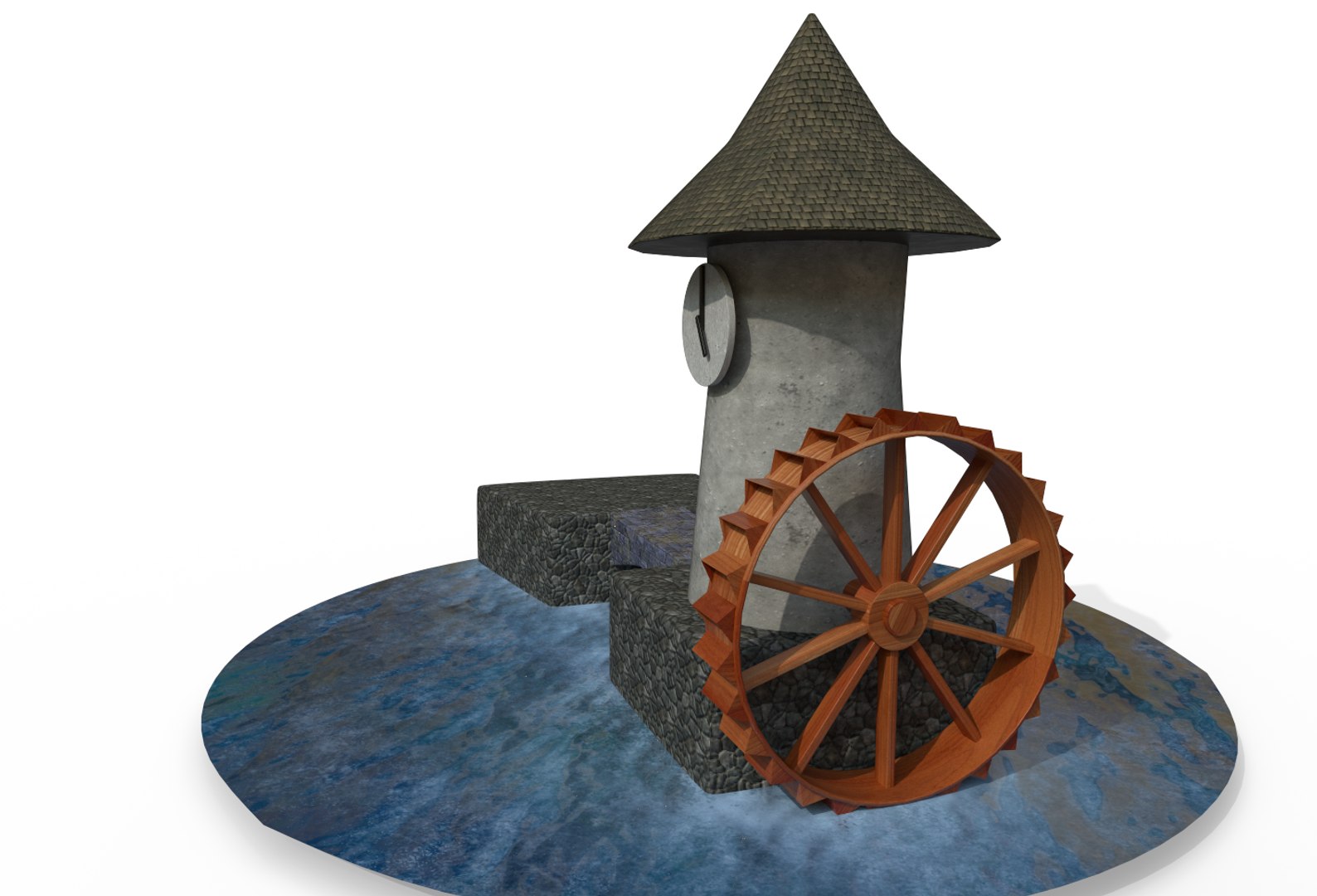 Water Wheel Clock Tower 3D Model - TurboSquid 1565713
