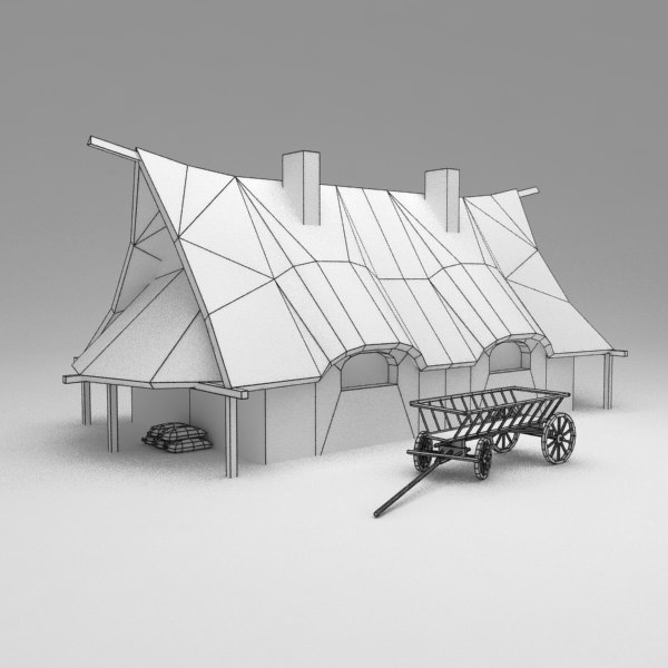 3d village house model