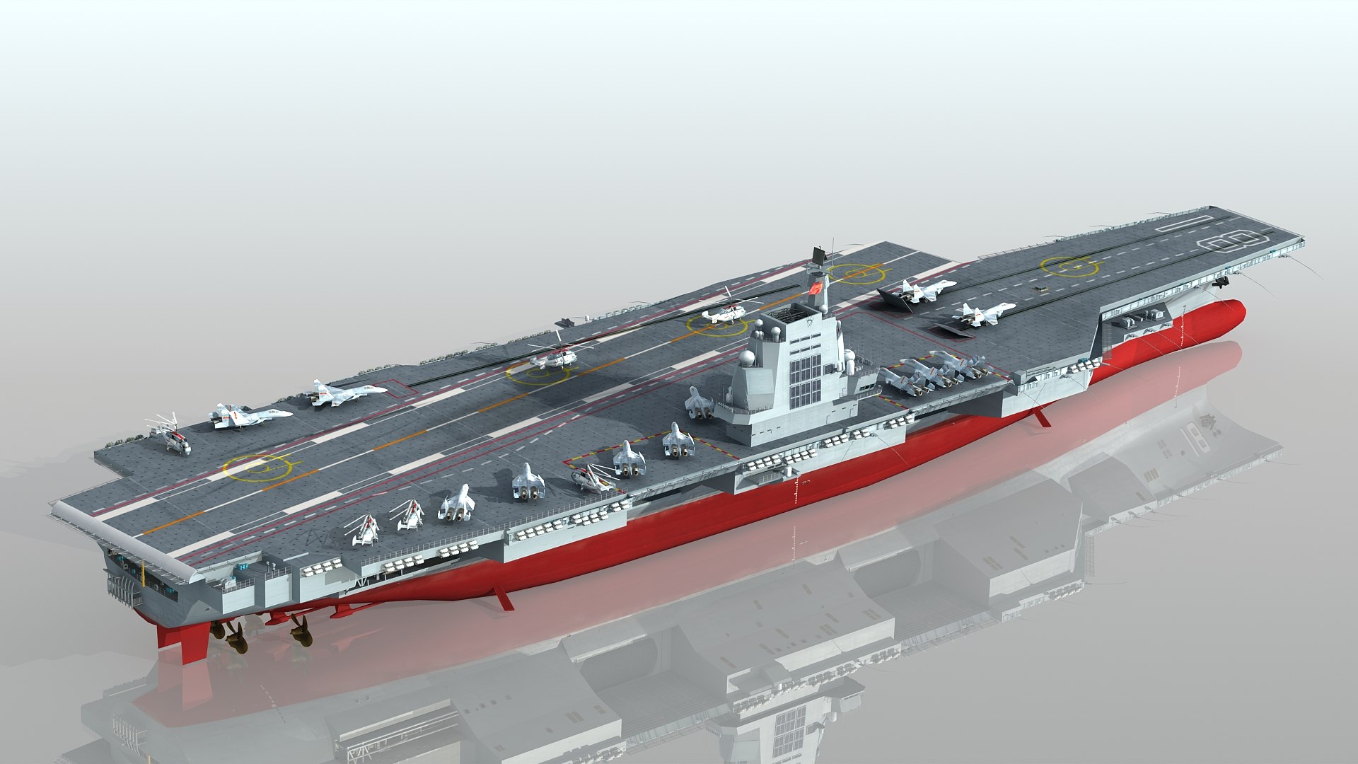 Chinese aircraft carrier CV 18 Fujian Type 003 model - TurboSquid 1968923