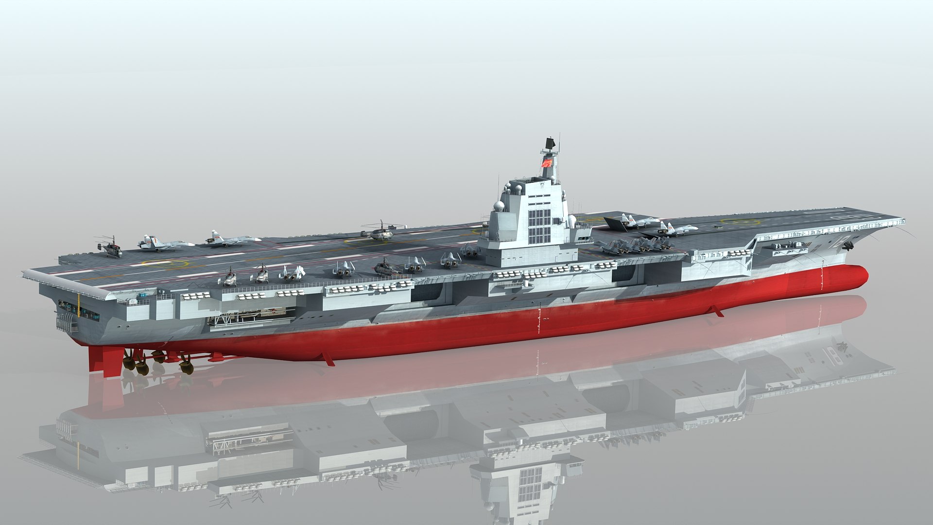 Chinese aircraft carrier CV 18 Fujian Type 003 model - TurboSquid 1968923