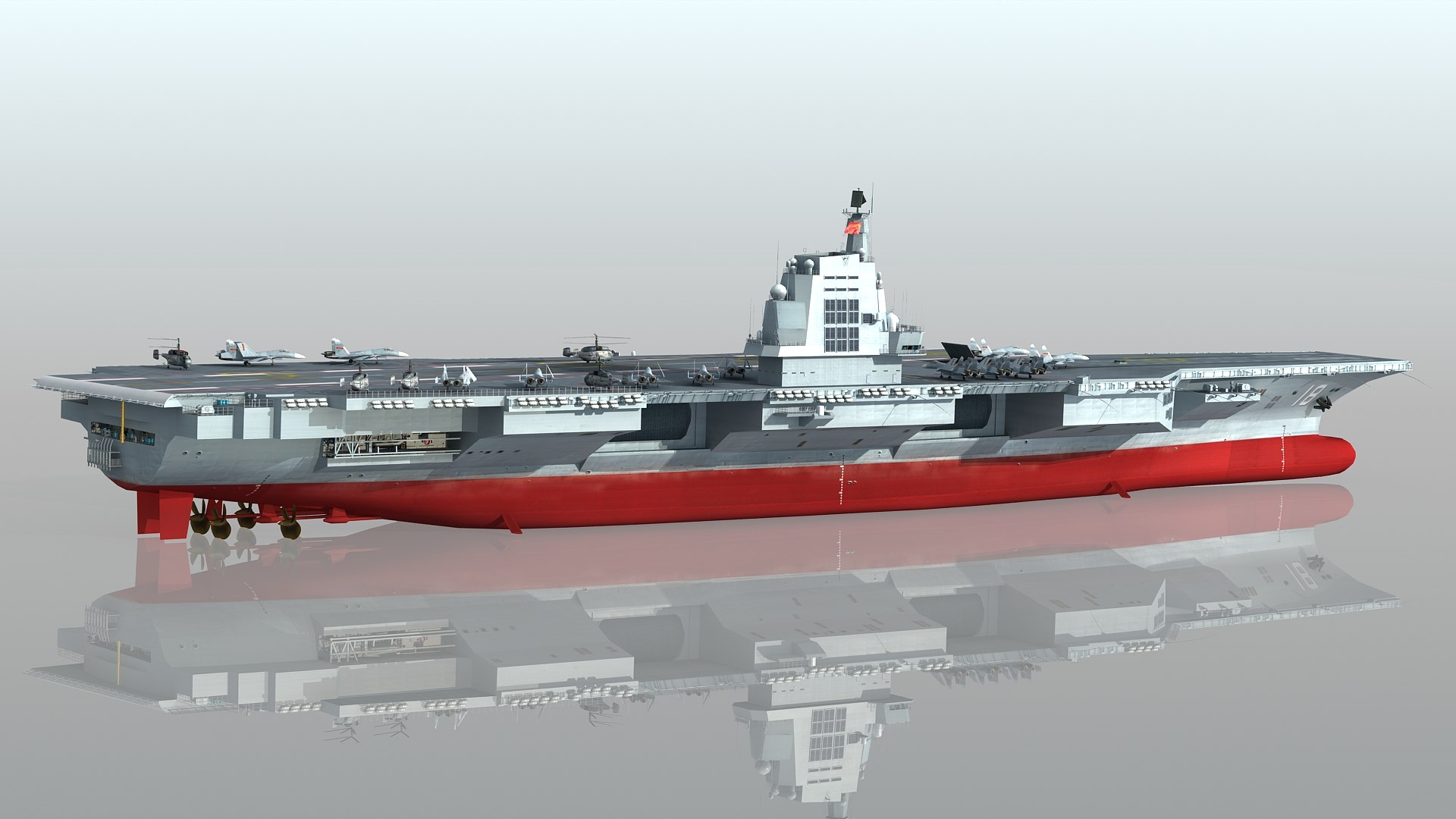 Chinese aircraft carrier CV 18 Fujian Type 003 model - TurboSquid 1968923