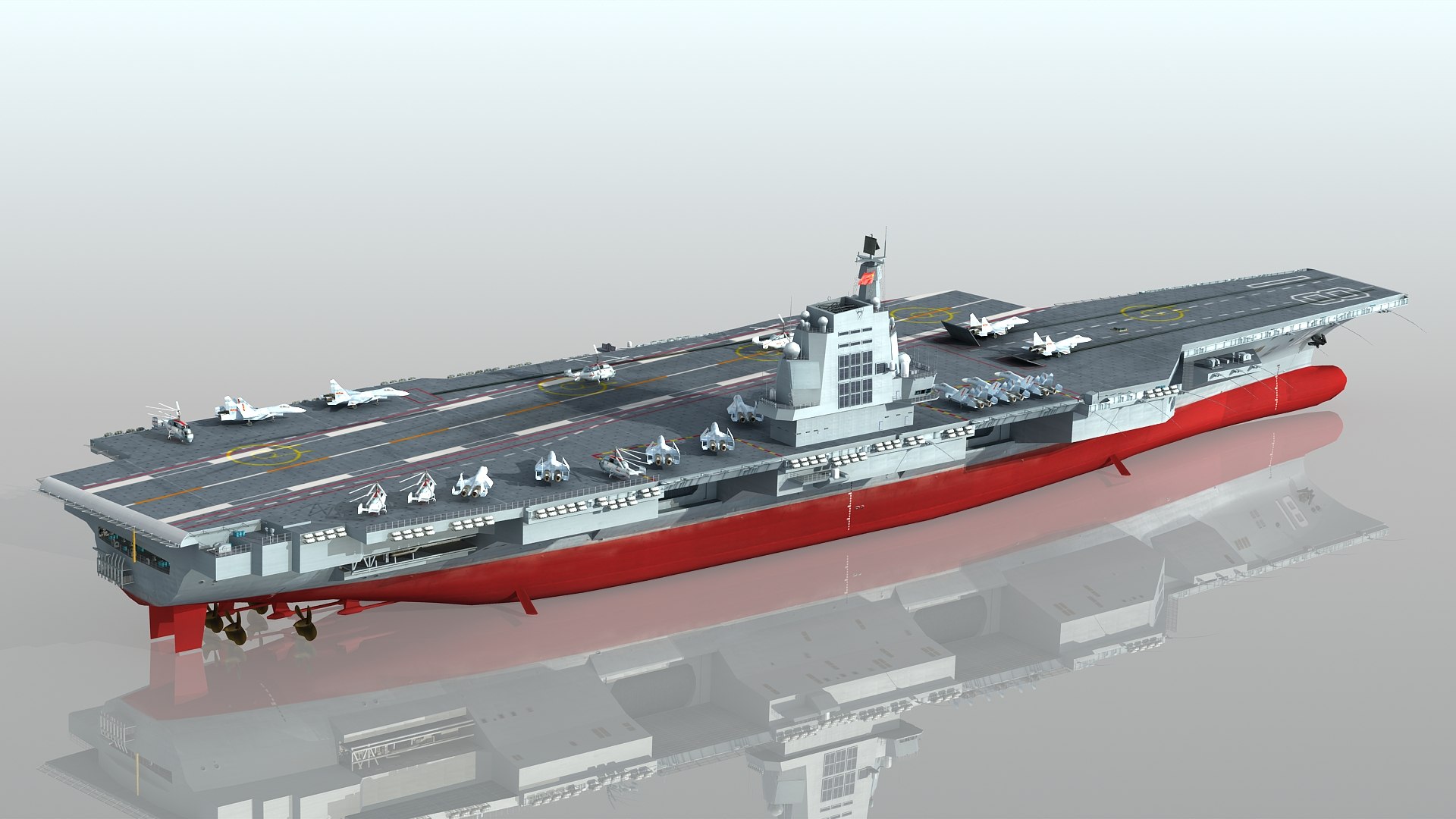 Chinese aircraft carrier CV 18 Fujian Type 003 model - TurboSquid 1968923