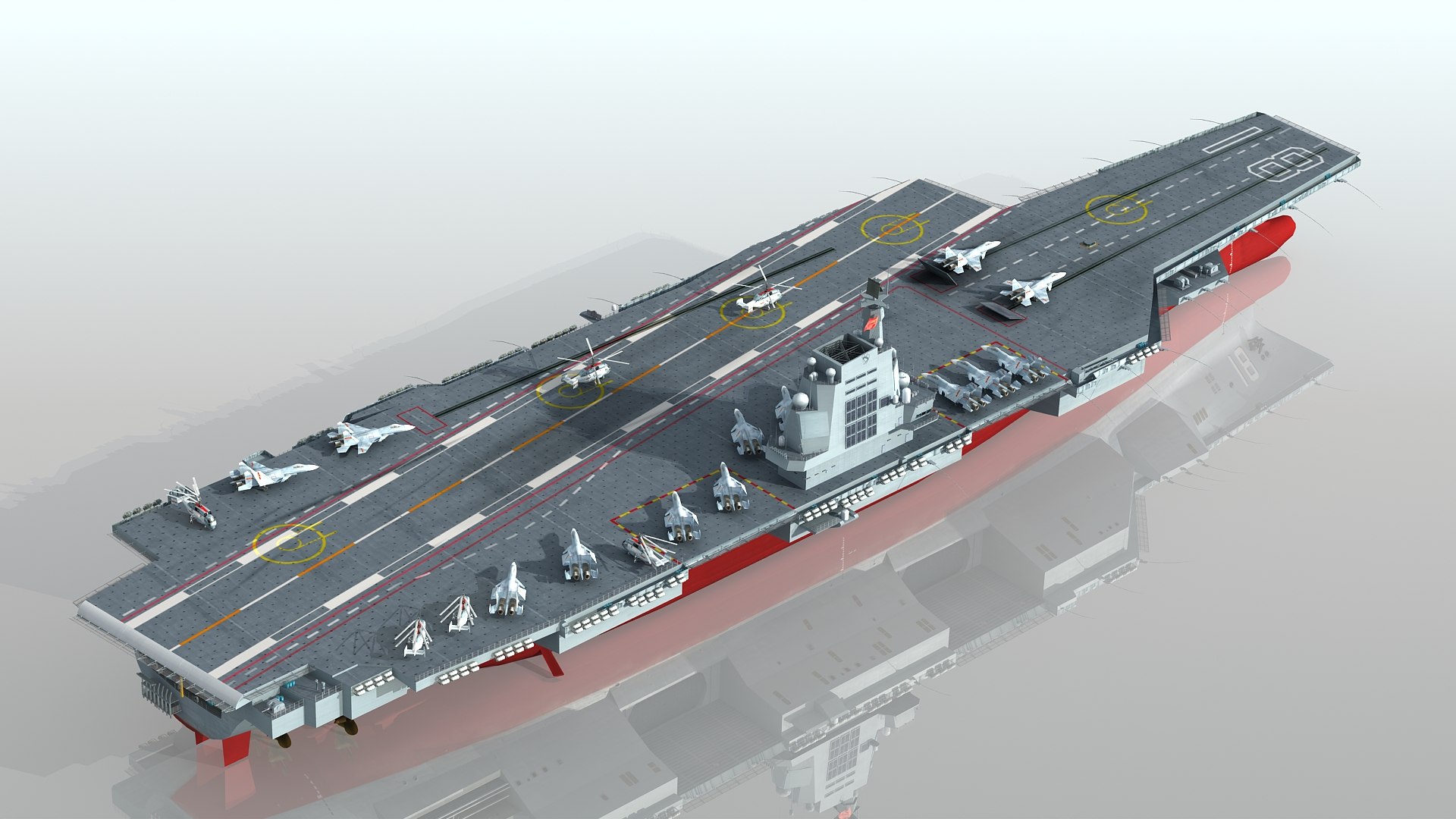 Chinese aircraft carrier CV 18 Fujian Type 003 model - TurboSquid 1968923
