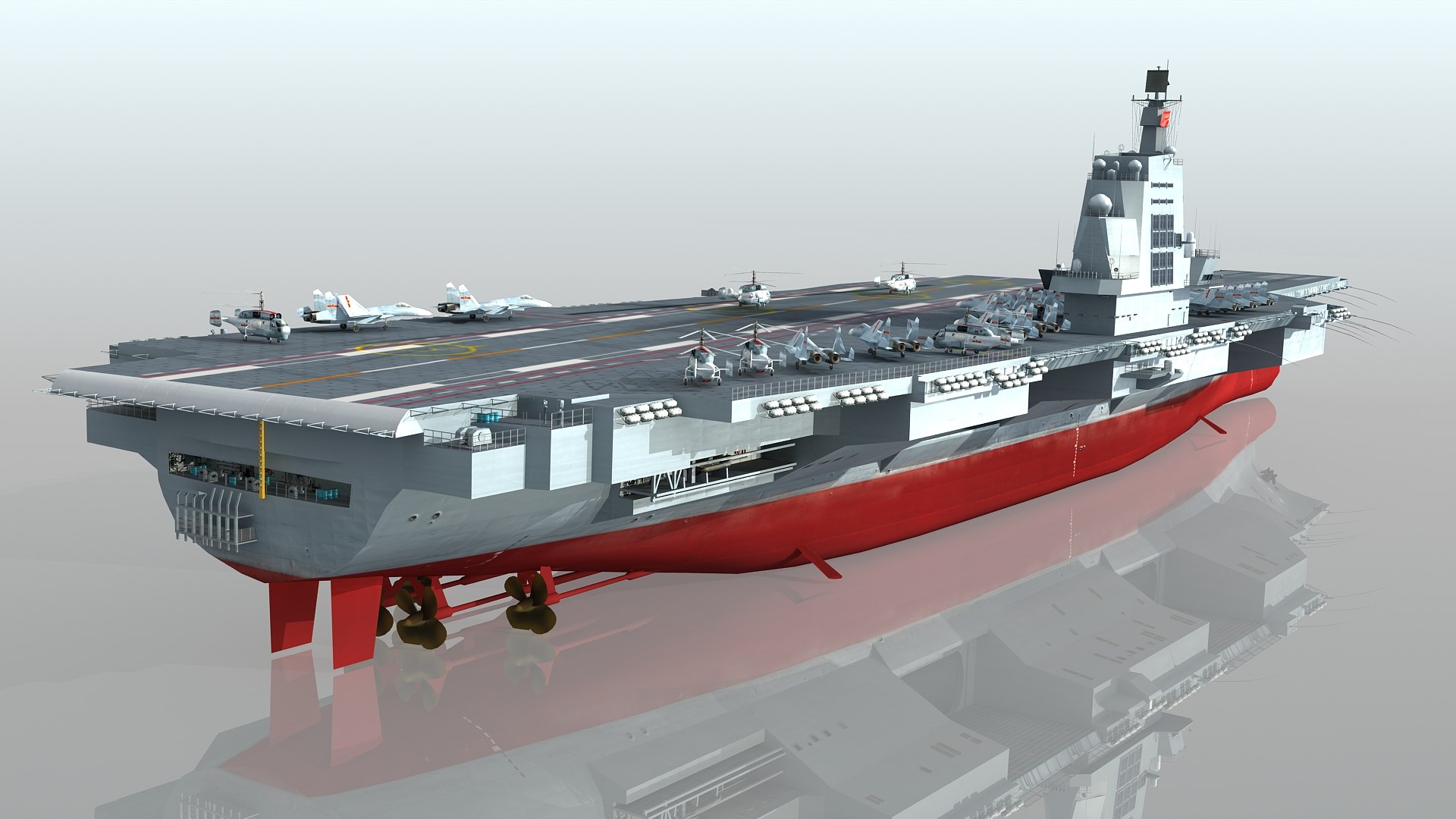 Chinese aircraft carrier CV 18 Fujian Type 003 model - TurboSquid 1968923