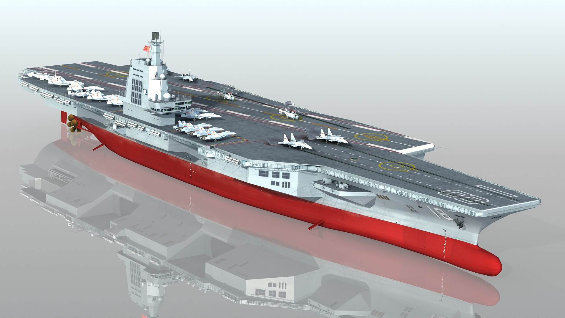 Chinese aircraft carrier CV 18 Fujian Type 003 model - TurboSquid 1968923