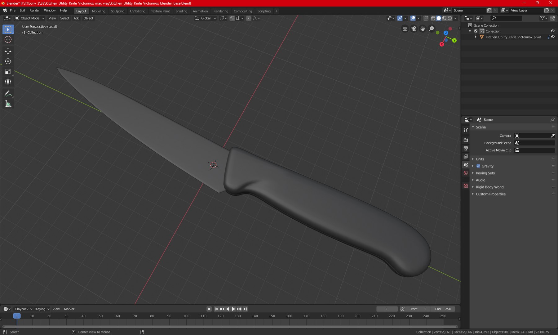3D Utility Kitchen Knife Model - TurboSquid 2108305