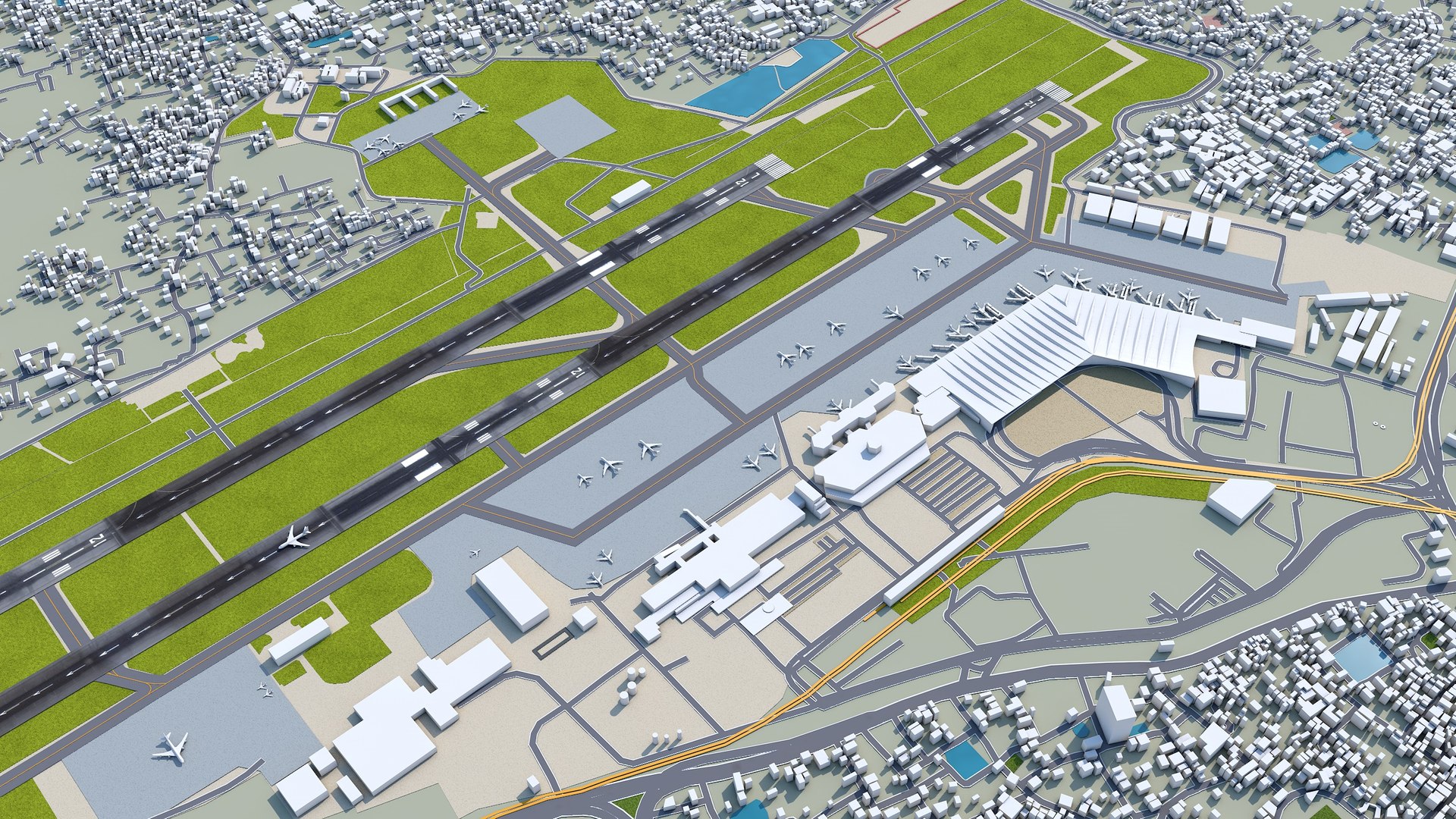 3D Netaji Subhash Chandra Bose International Airport Kolkata Model - TurboSquid 2051807