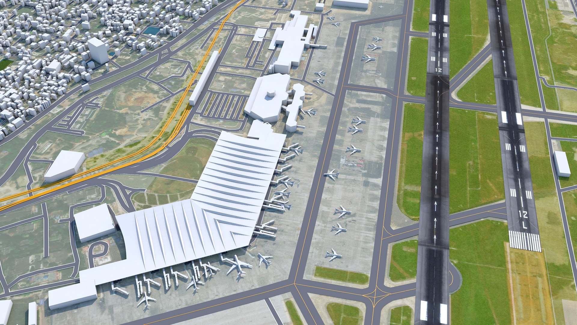 3D Netaji Subhash Chandra Bose International Airport Kolkata Model - TurboSquid 2051807