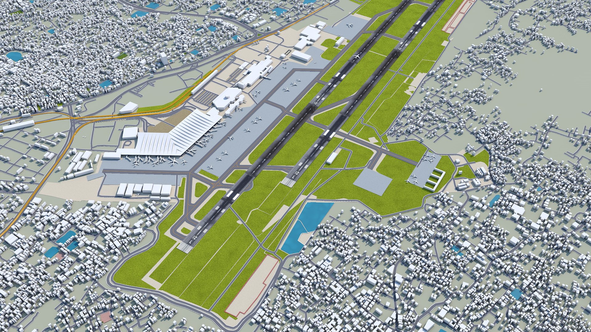 3D Netaji Subhash Chandra Bose International Airport Kolkata Model - TurboSquid 2051807