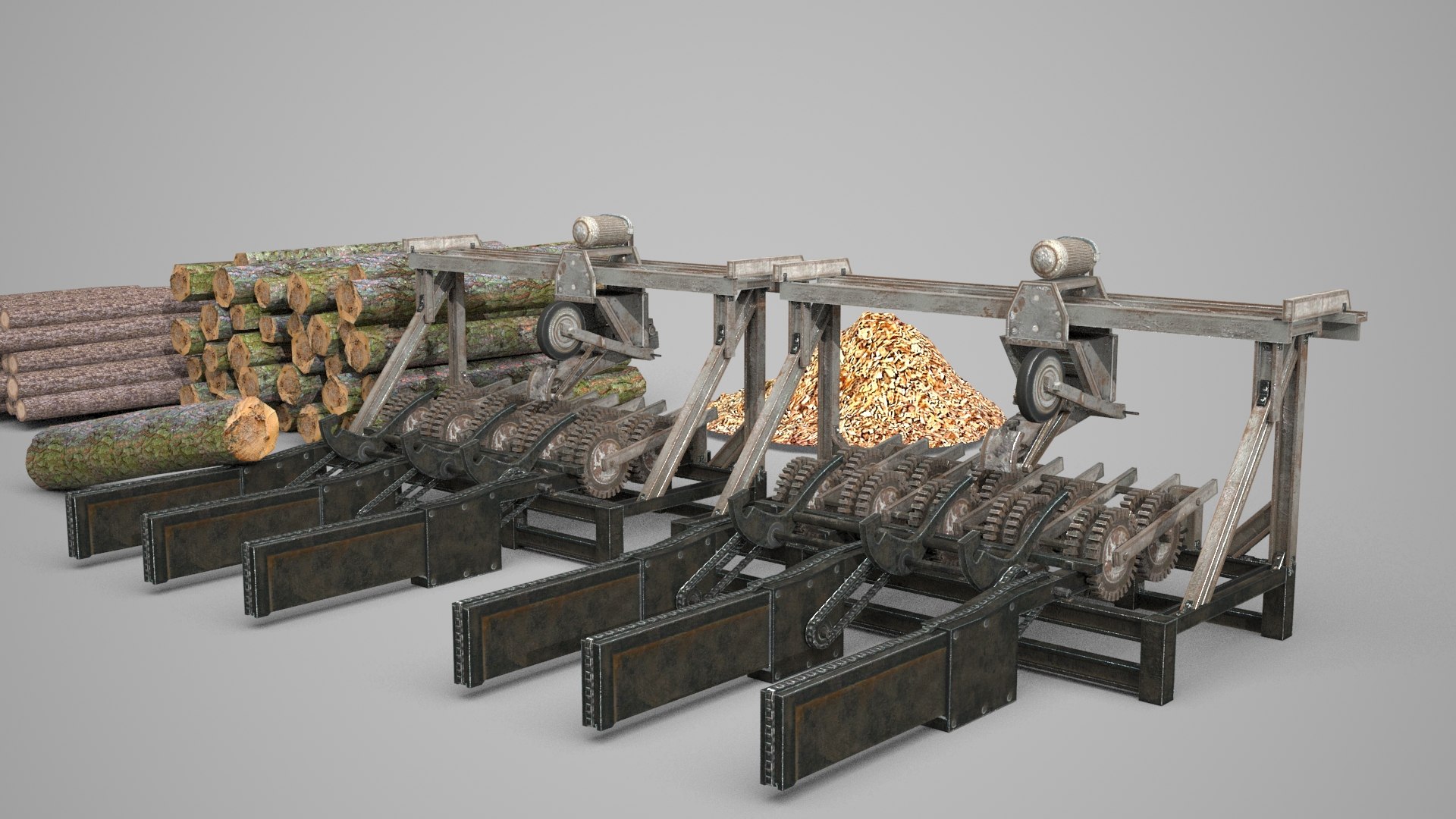 Modern scene logging machine logging yard 3D model - TurboSquid 1799312