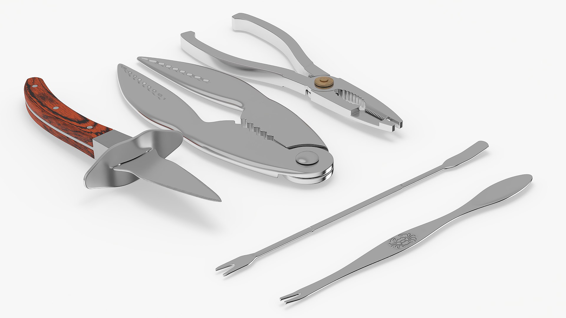 3D Model Seafood Lobster Crab Tongs Set - TurboSquid 2349382