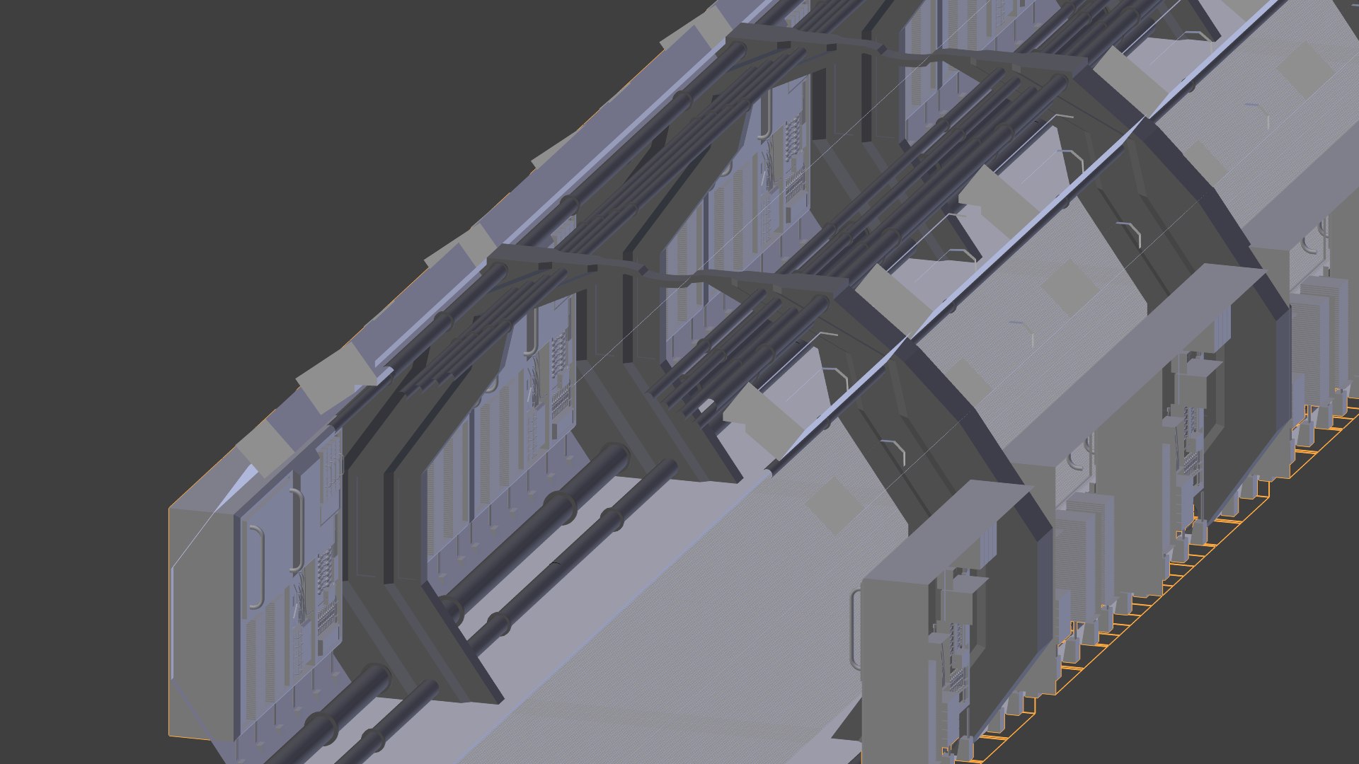3d Corridor Sci-fi Segment Model