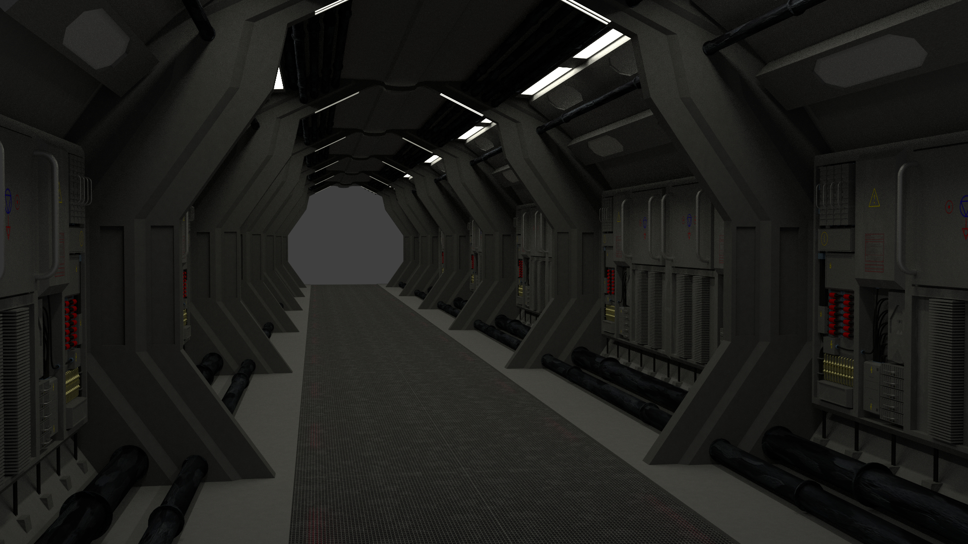 3d corridor sci-fi segment model
