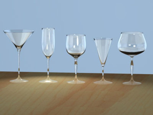 3D Cinema 4D glass wine cups