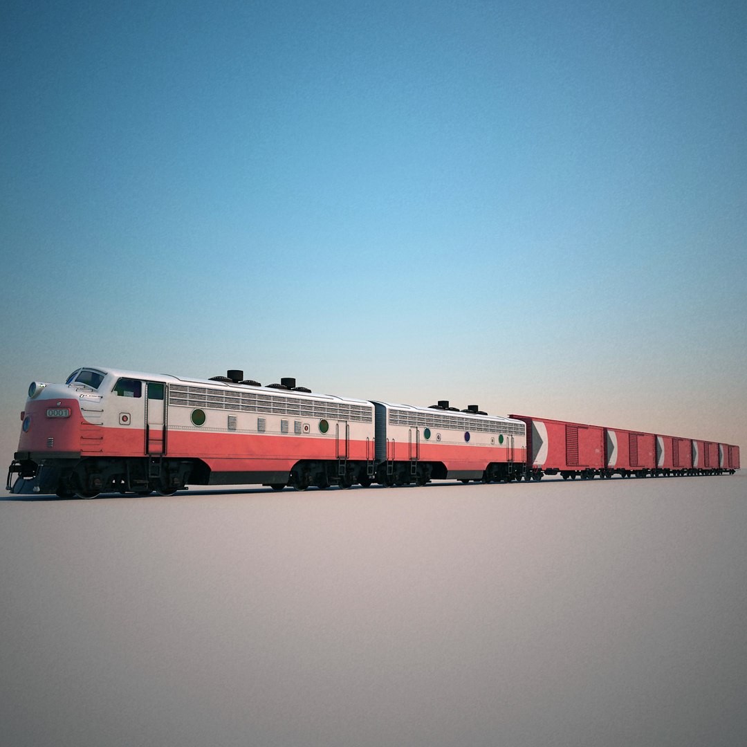 realistic train goods wagons 3ds