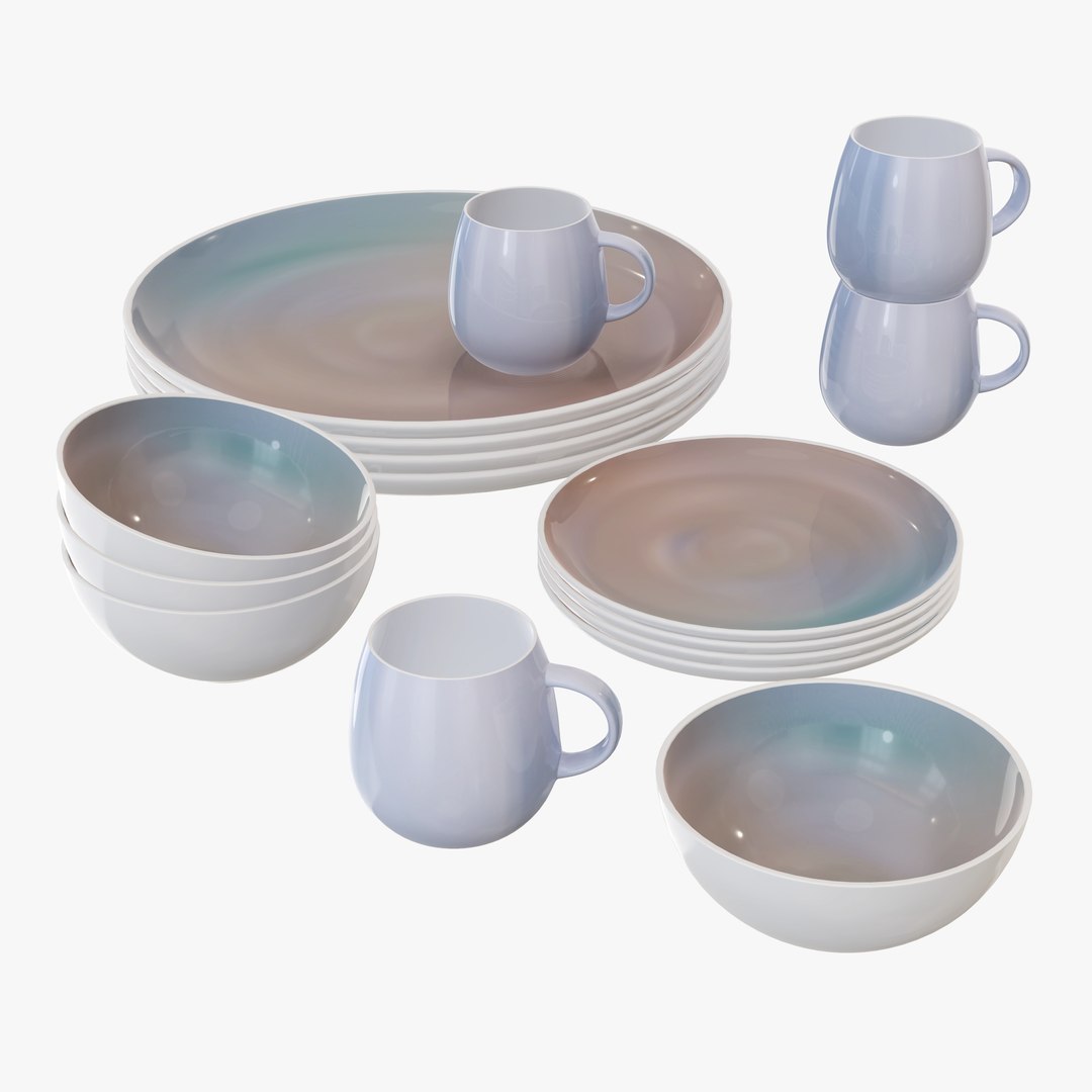 3D set dinnerware bowl model - TurboSquid 1607281