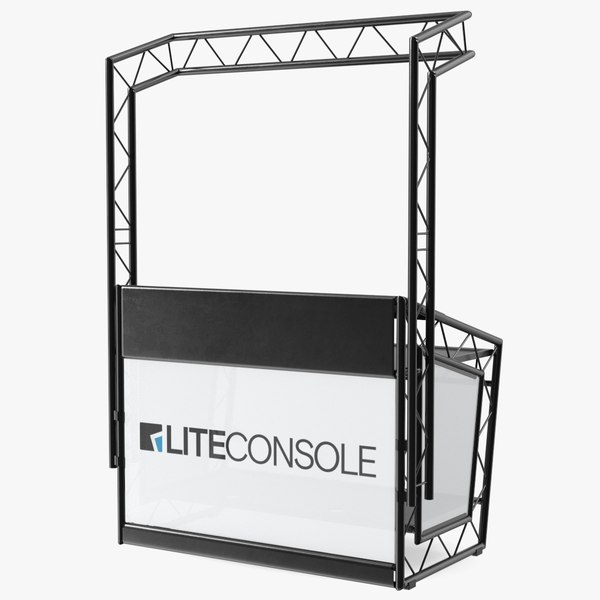 3D Lite Console Black Mobile DJ Stand Booth Desk model - TurboSquid 2031824