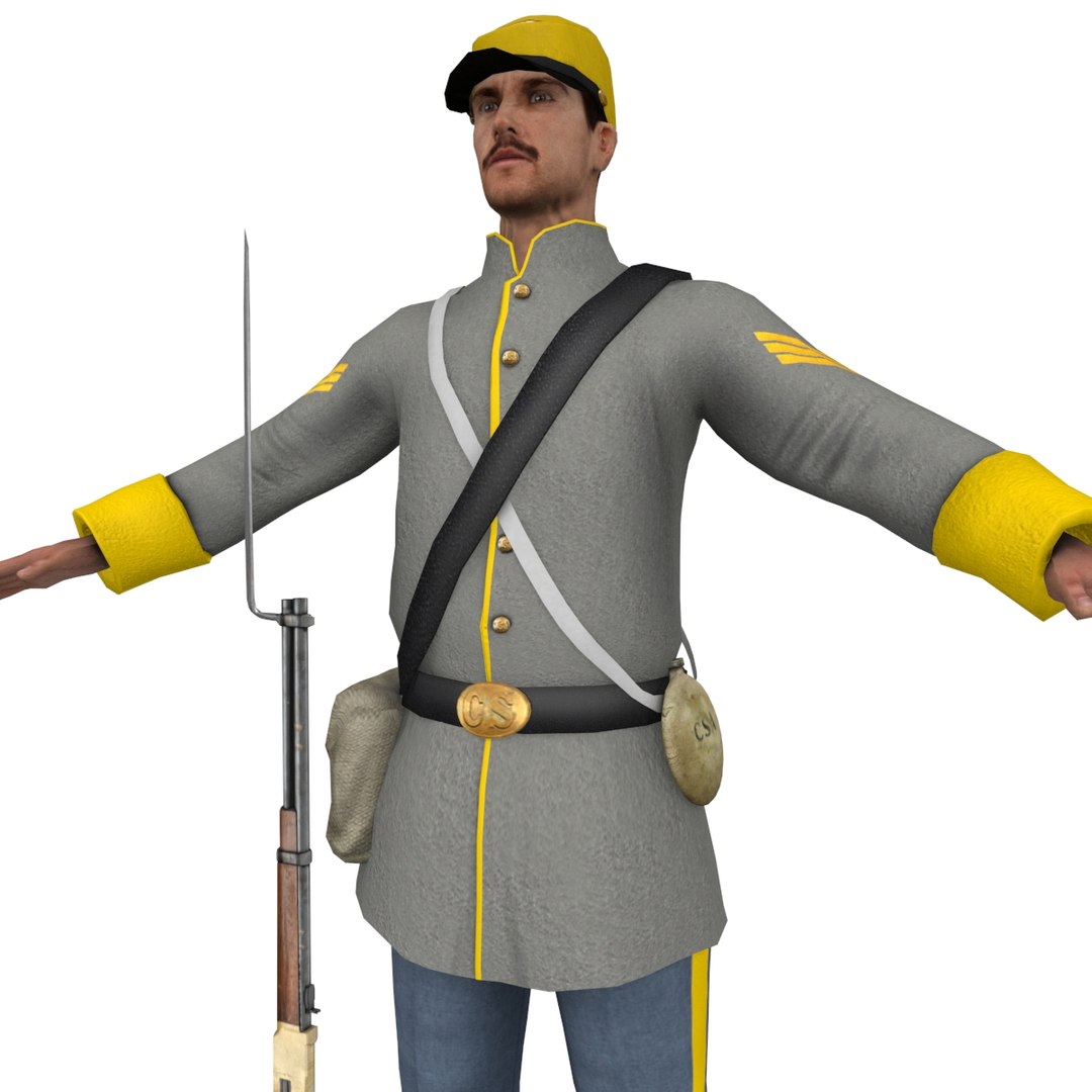 3D Confederate Soldier Model - TurboSquid 1177585
