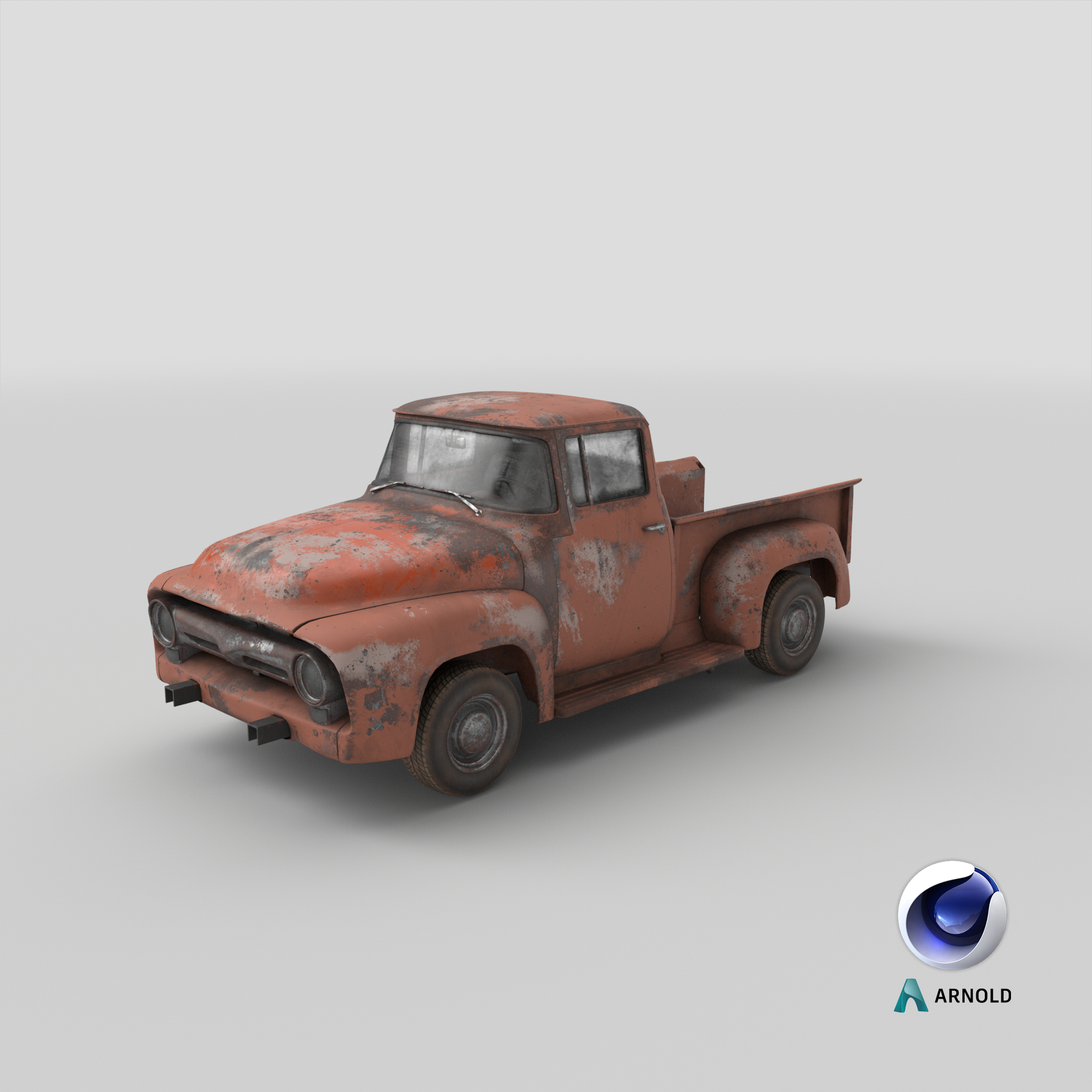 Rusty old f100 pickup truck 3D model - TurboSquid 1528519