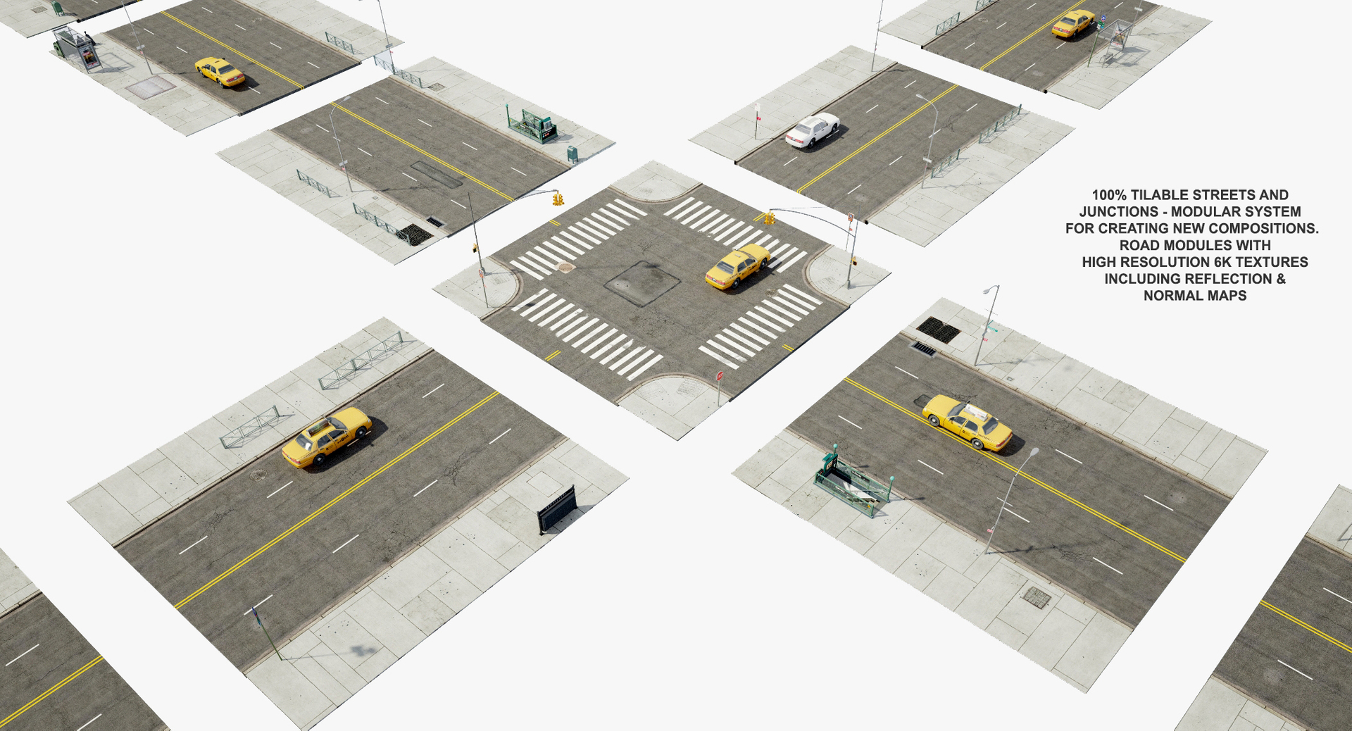 streets sidewalks 3d 3ds