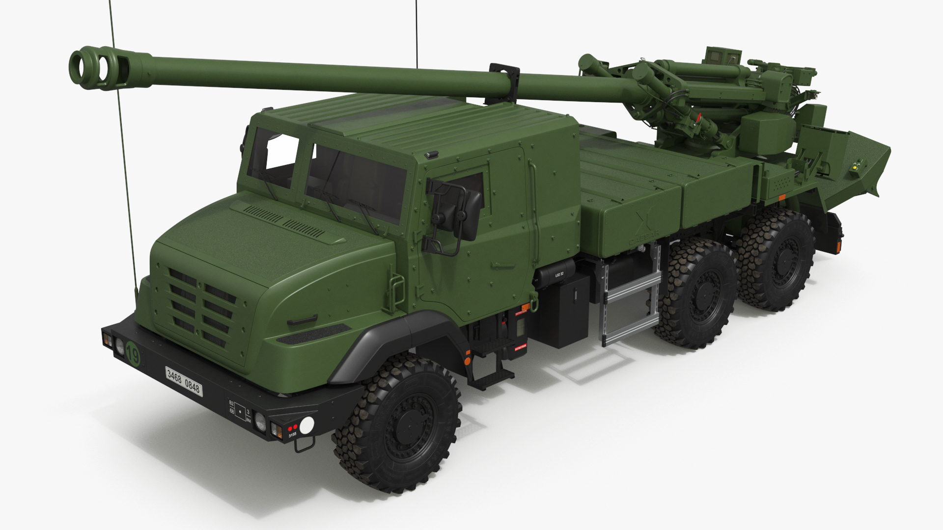 CAESAR Mobile Howitzer System On 6x6 Chassis Green 3D Model ...