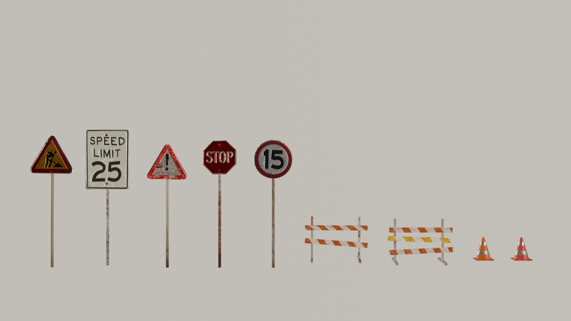 Road signs roadpack 3D model - TurboSquid 1641009