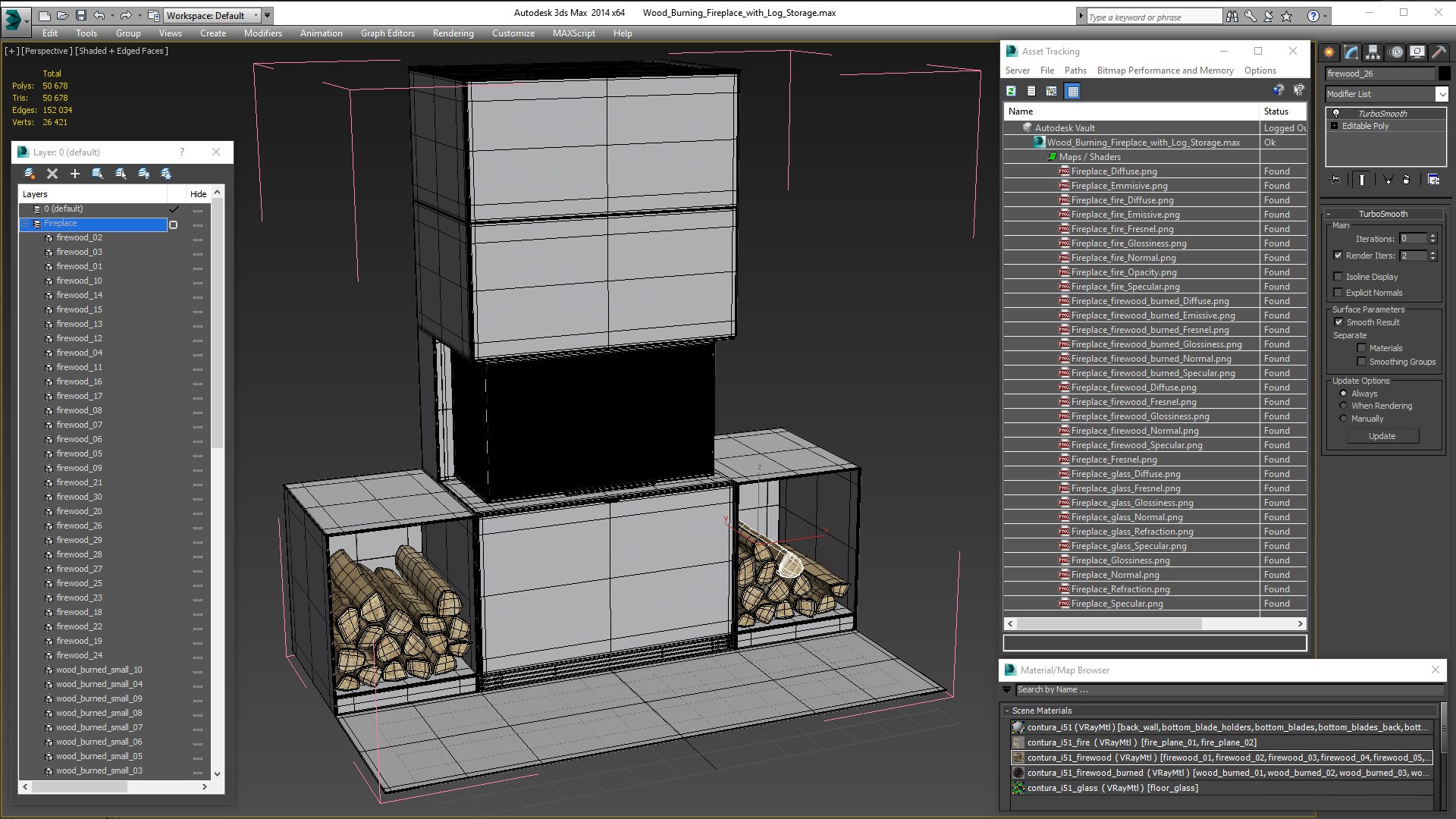 3D Wood Burning Fireplace Log Model - TurboSquid 1486498
