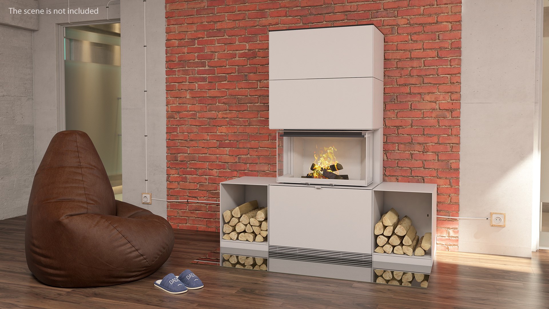 3D wood burning fireplace log model - TurboSquid 1486498