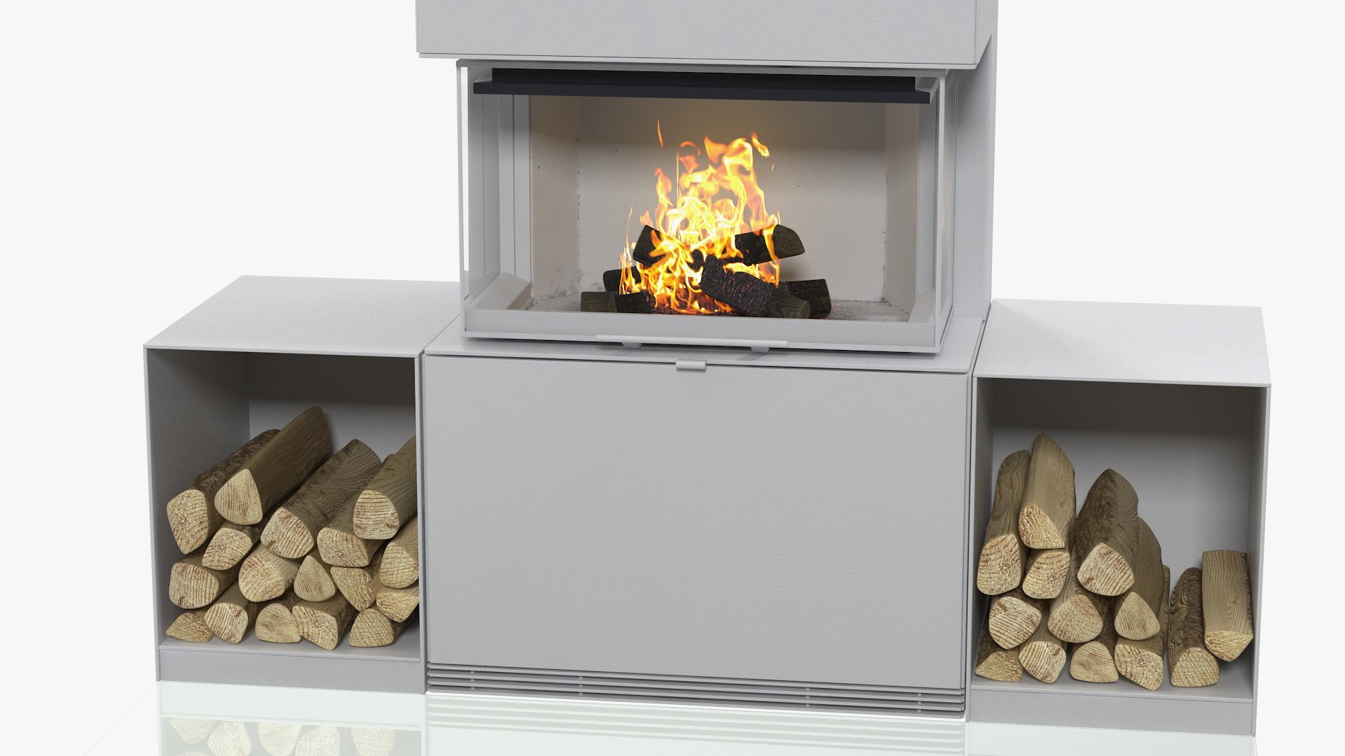 3D wood burning fireplace log model - TurboSquid 1486498