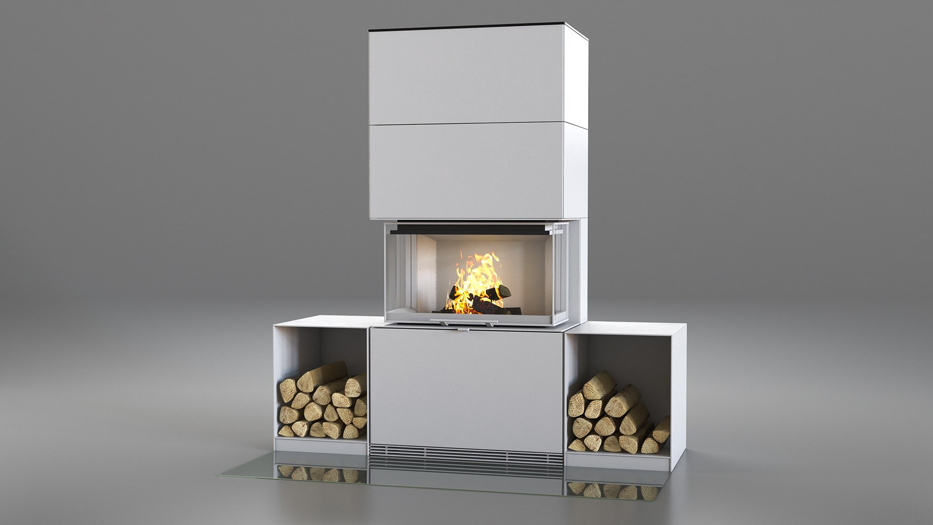 3D wood burning fireplace log model - TurboSquid 1486498