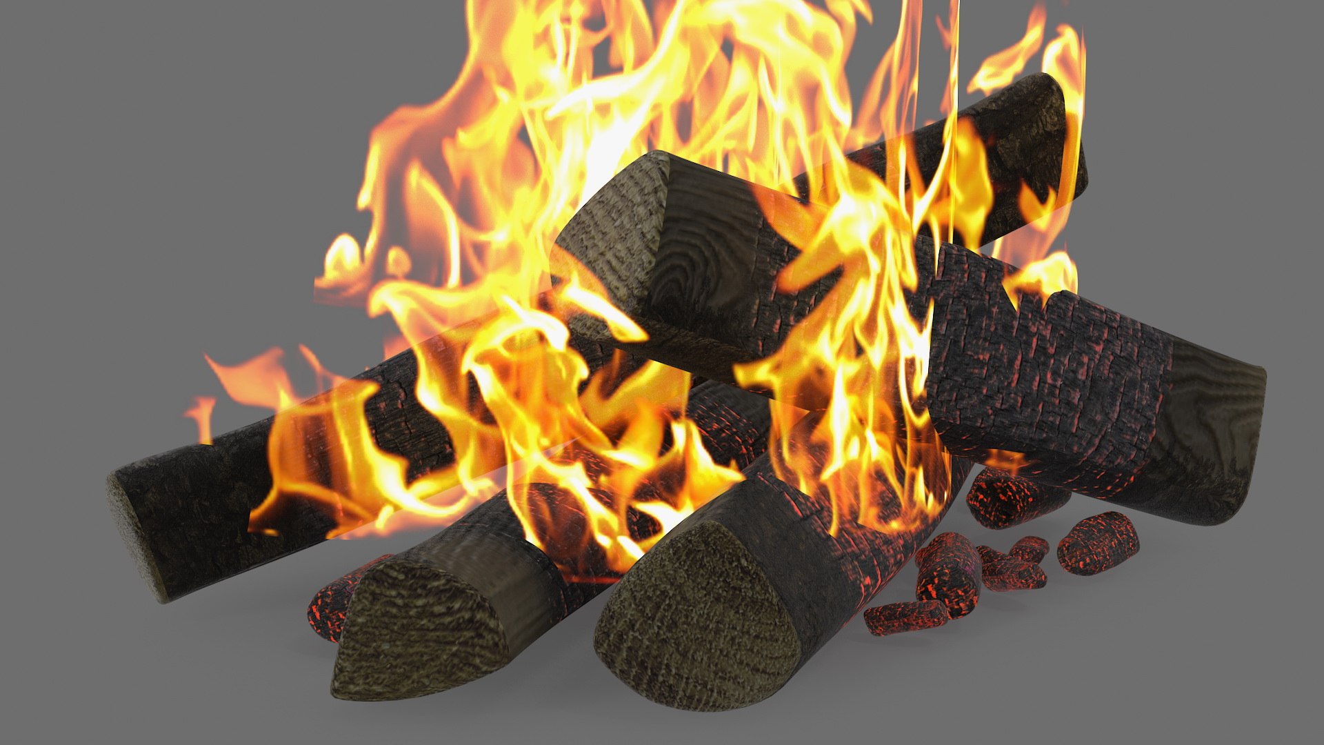 3D wood burning fireplace log model - TurboSquid 1486498