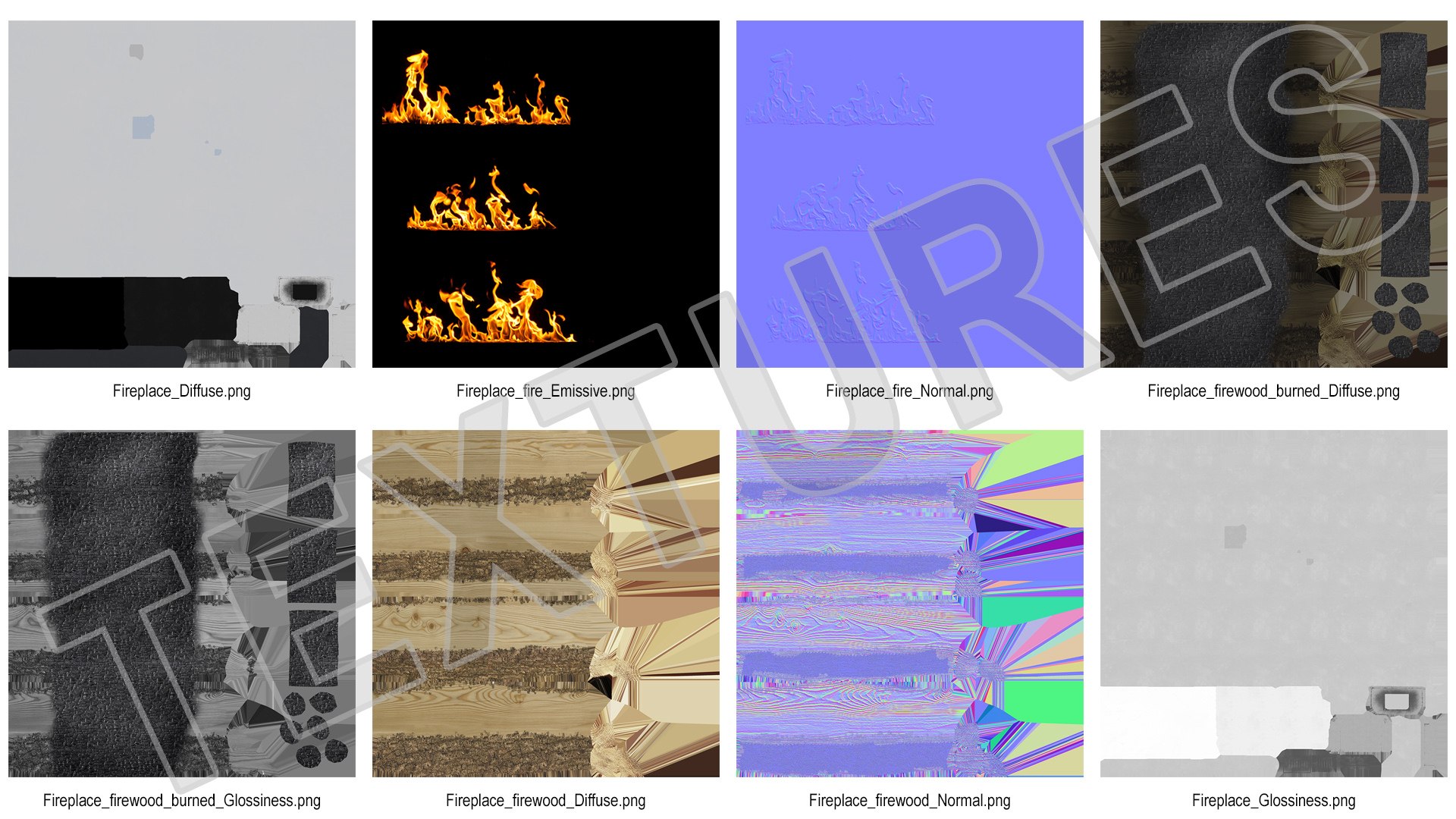 3D wood burning fireplace log model - TurboSquid 1486498