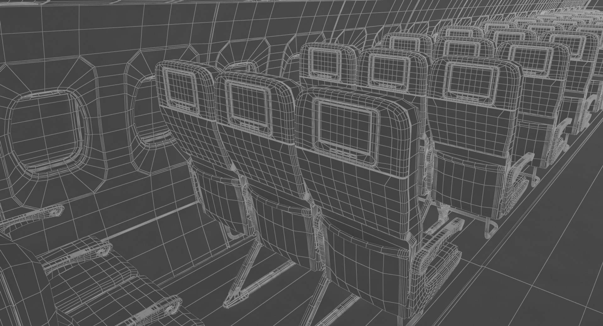 Economy Class Passenger Cabin 3D Model - TurboSquid 1191816