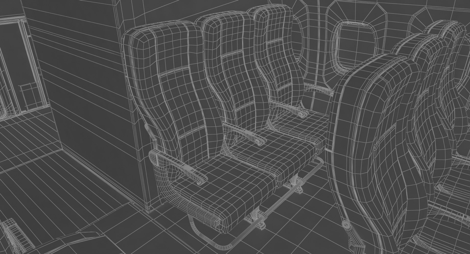 Economy Class Passenger Cabin 3D Model - TurboSquid 1191816