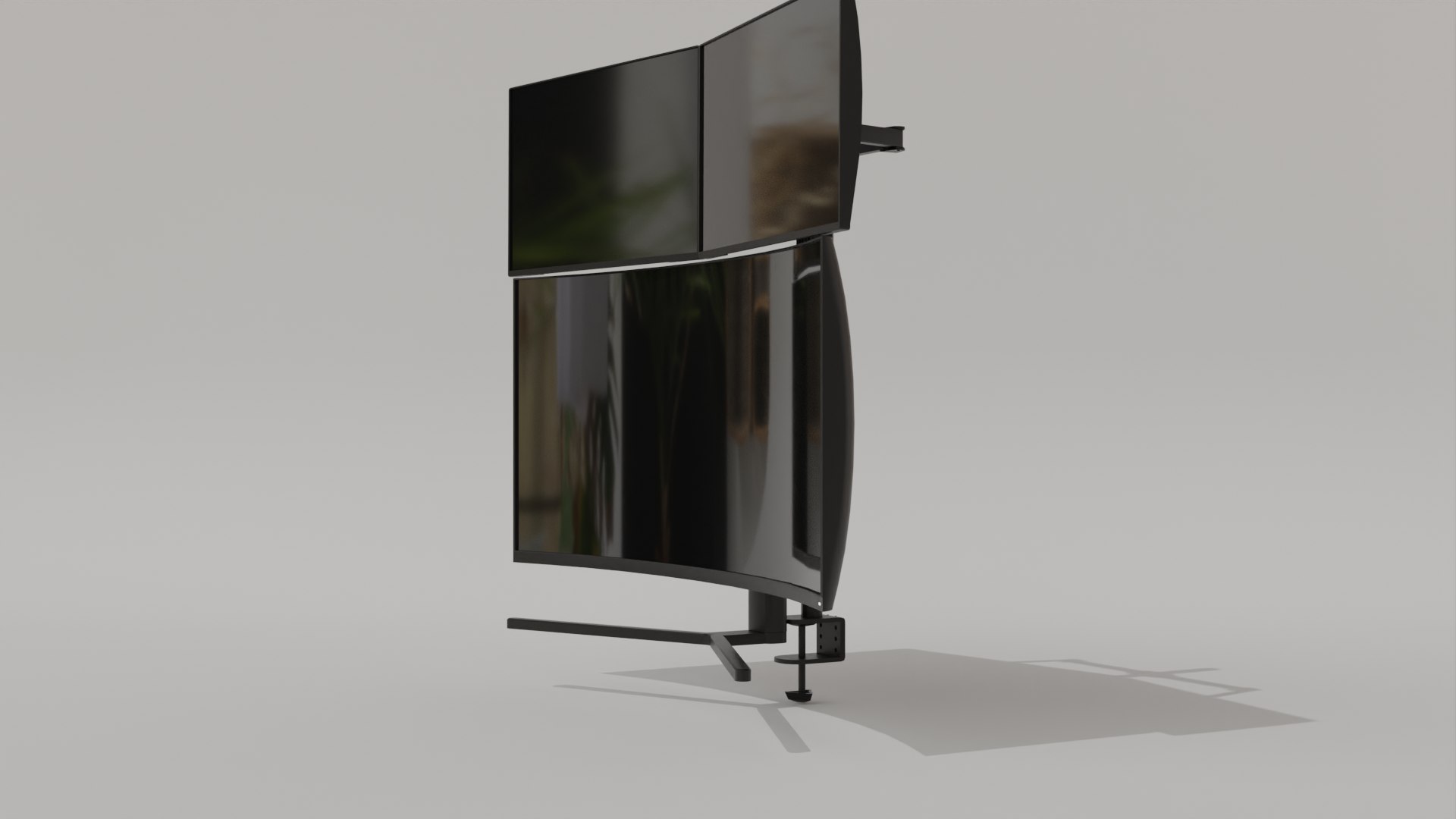 Monitor Setup Minimalist Triple Monitor Stand Low-poly 3D Model Model ...