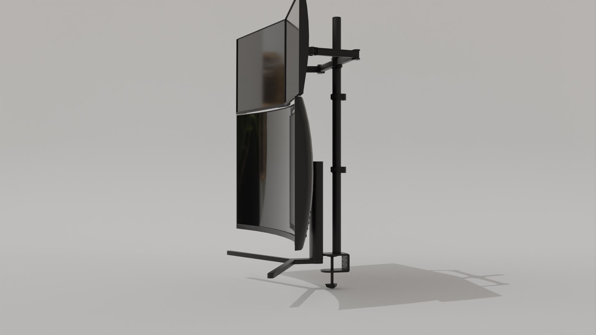 Monitor Setup Minimalist Triple Monitor Stand Low-poly 3D Model Model ...