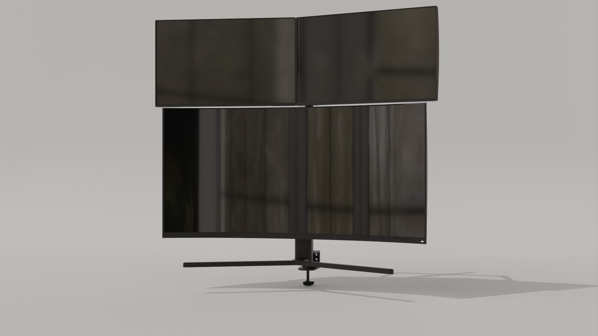 Monitor Setup Minimalist Triple Monitor Stand Low-poly 3D Model Model ...