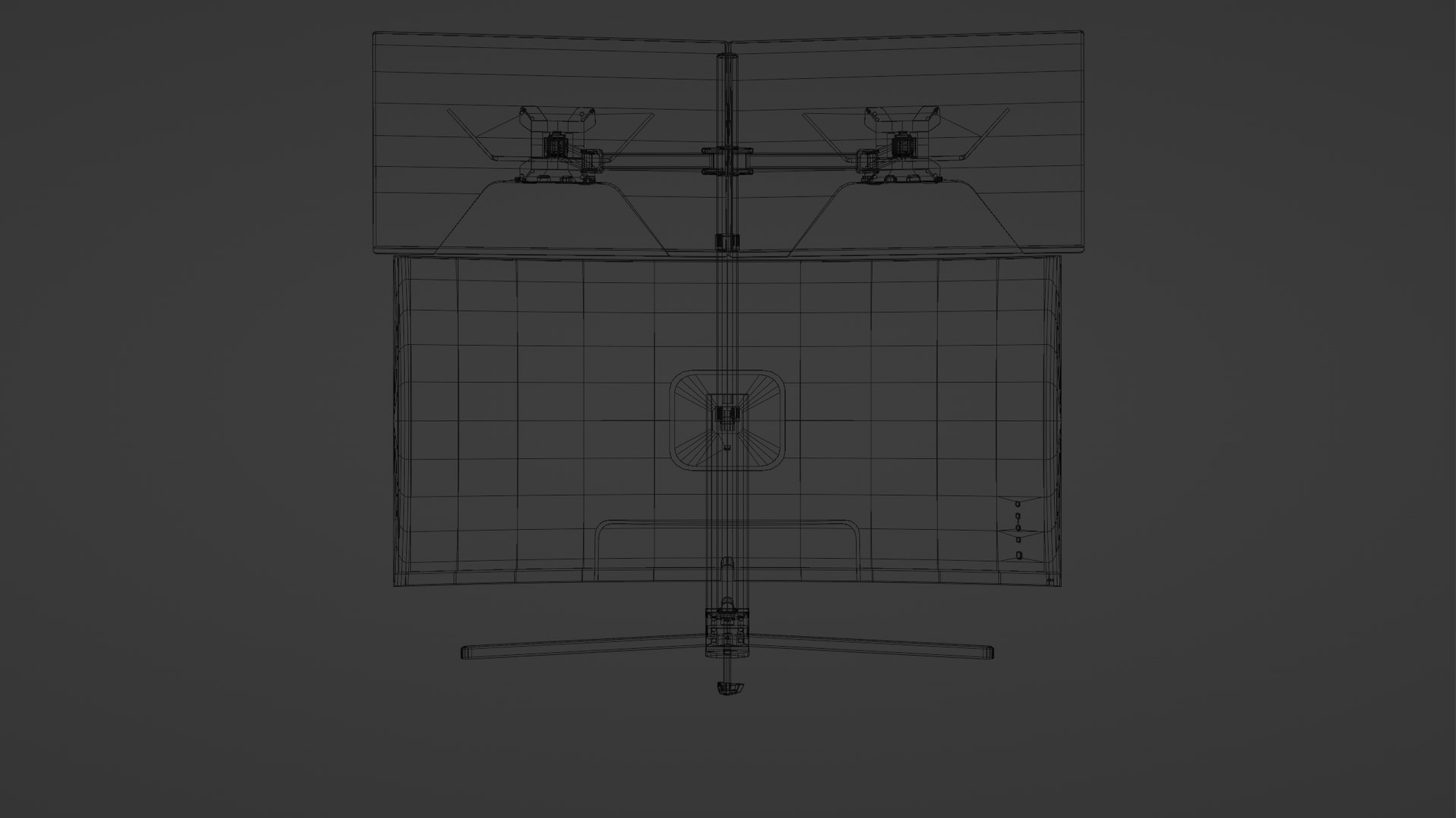 Monitor Setup Minimalist Triple Monitor Stand Low-poly 3D Model Model ...