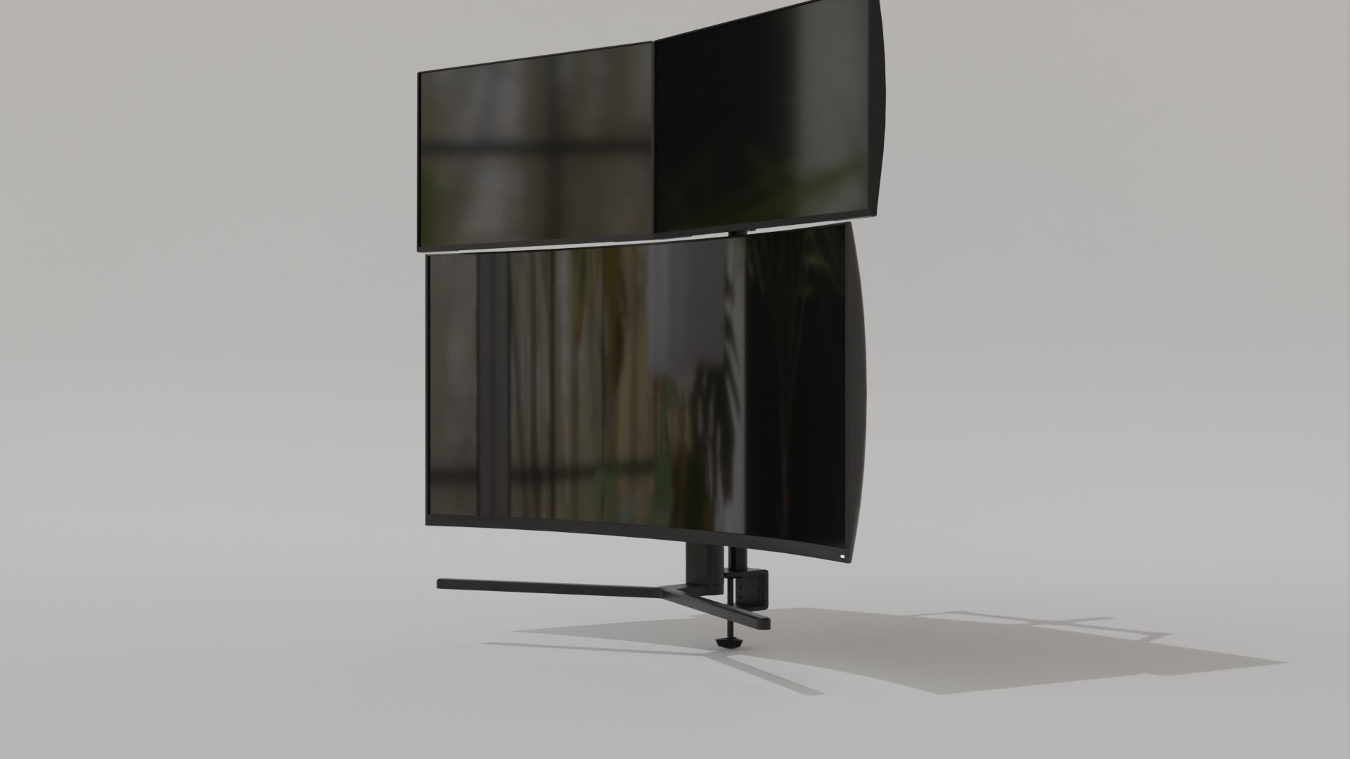 Monitor Setup Minimalist Triple Monitor Stand Low-poly 3D Model Model ...