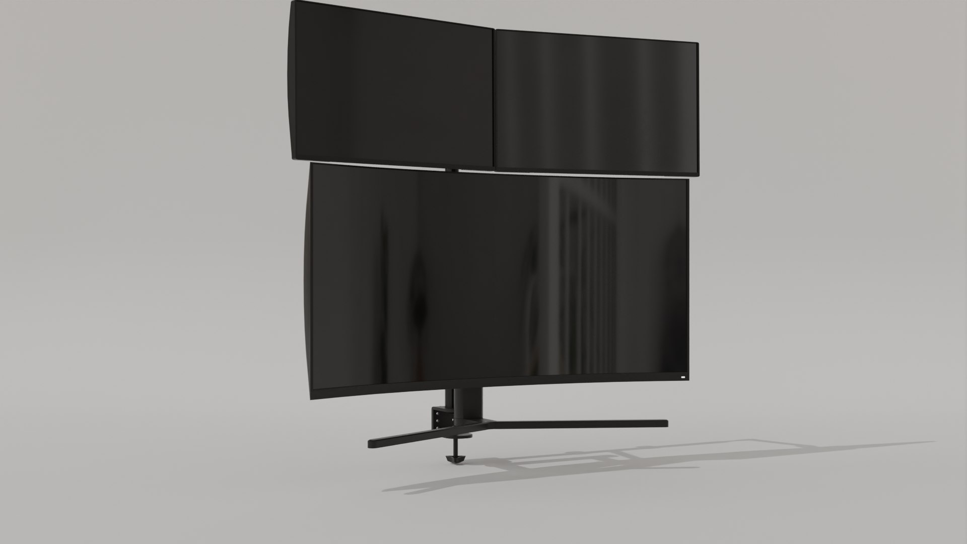 Monitor Setup Minimalist Triple Monitor Stand Low-poly 3D Model Model ...
