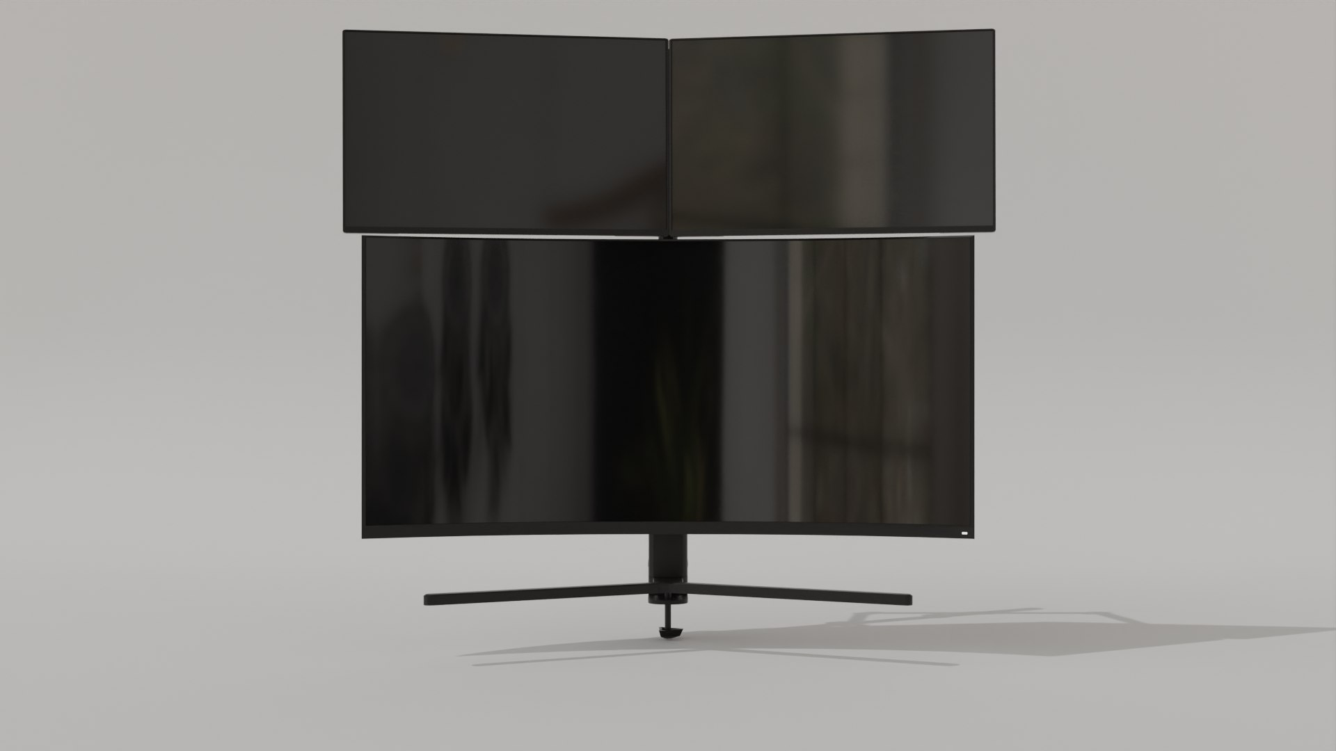 Monitor Setup Minimalist Triple Monitor Stand Low-poly 3D Model Model ...