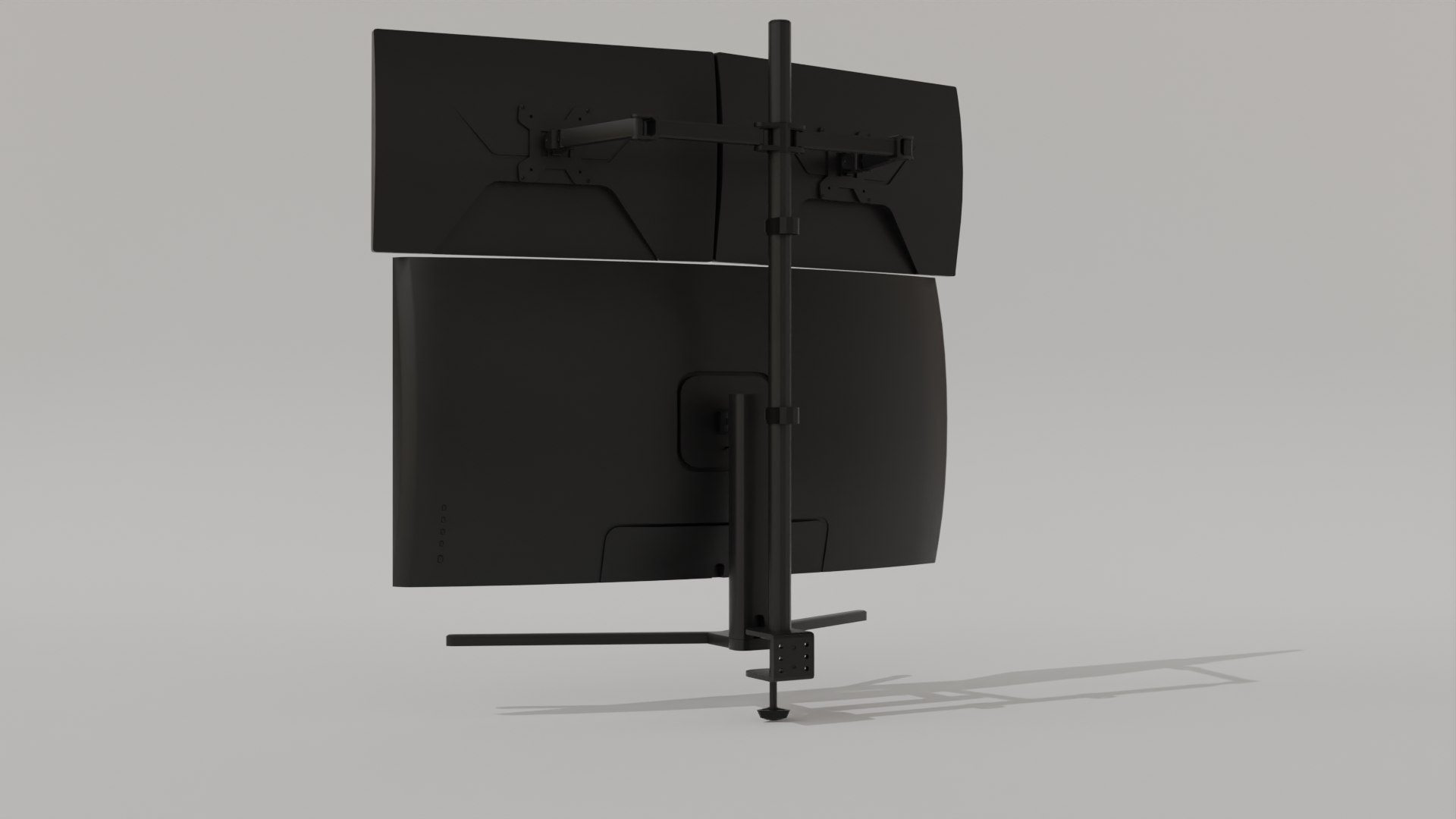 Monitor Setup Minimalist Triple Monitor Stand Low-poly 3D Model Model ...