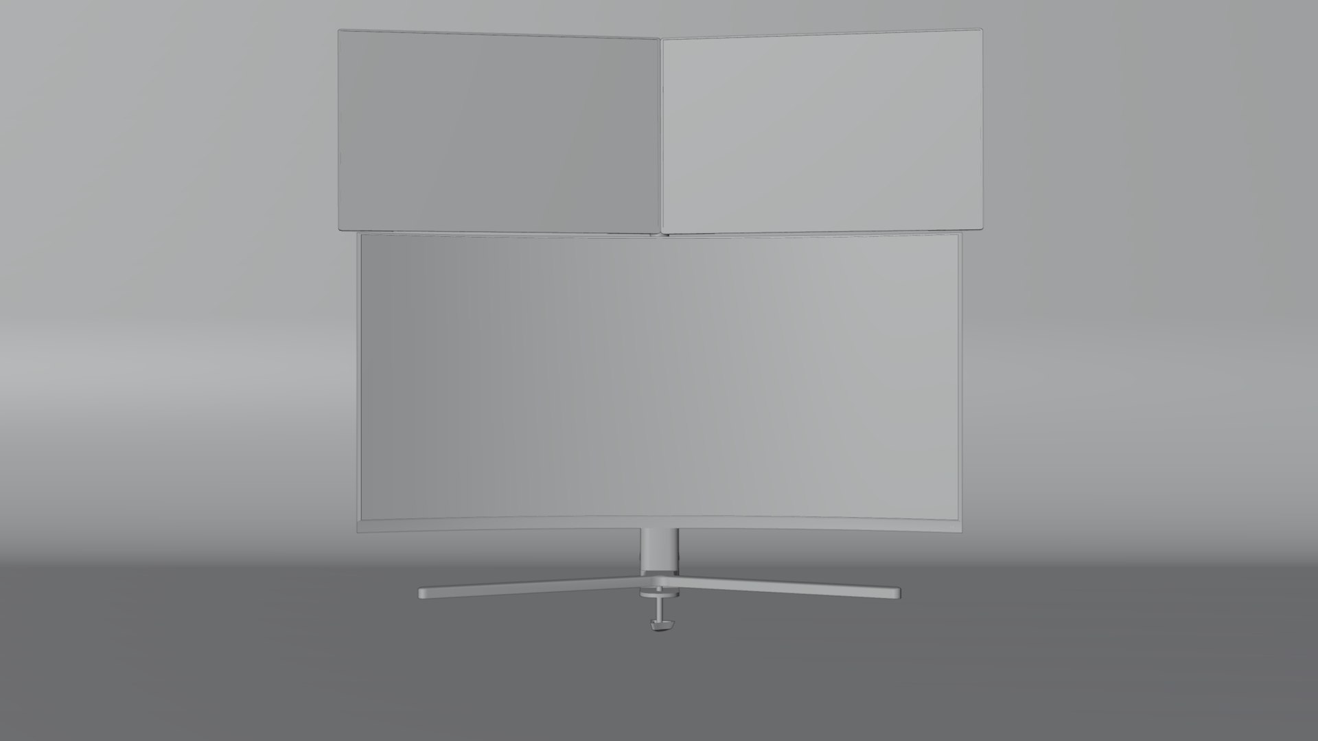 Monitor Setup Minimalist Triple Monitor Stand Low-poly 3D Model Model ...
