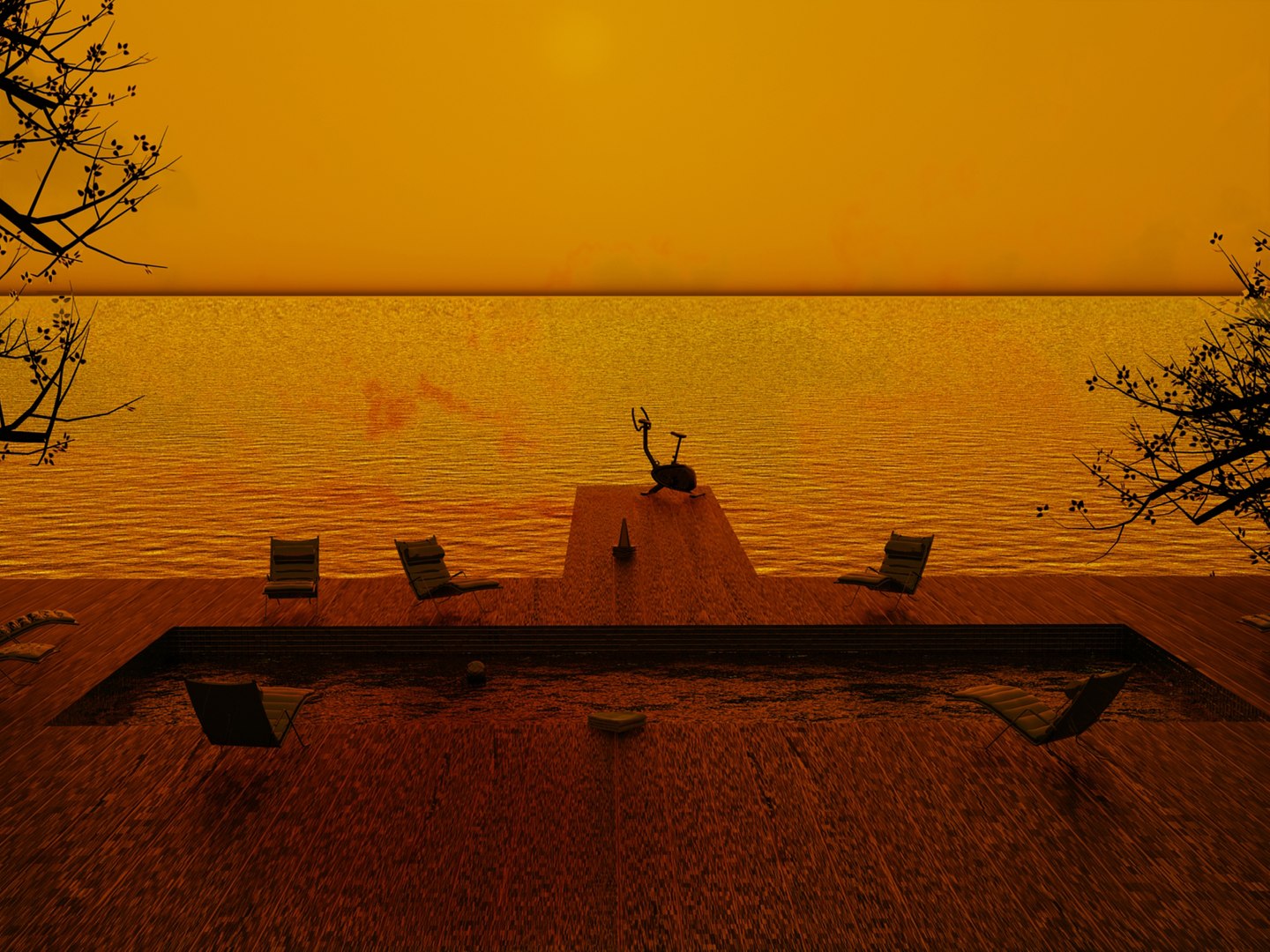 Swimming Pool Sunset 3D Model - TurboSquid 1249493