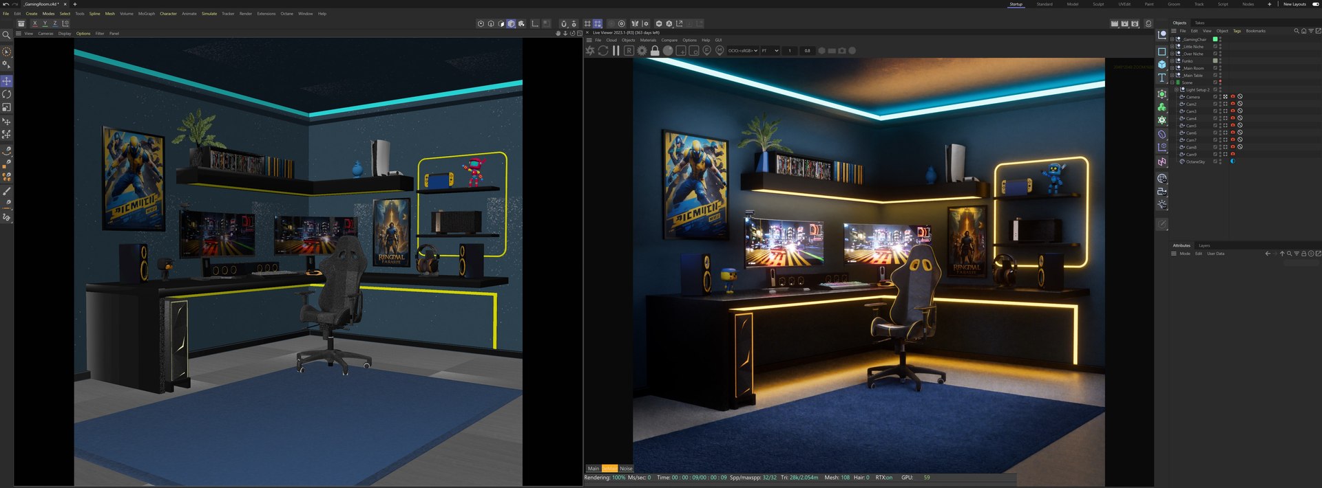 3D Gaming Room - Cinema 4D Octane Render Formats Model - TurboSquid 2203843