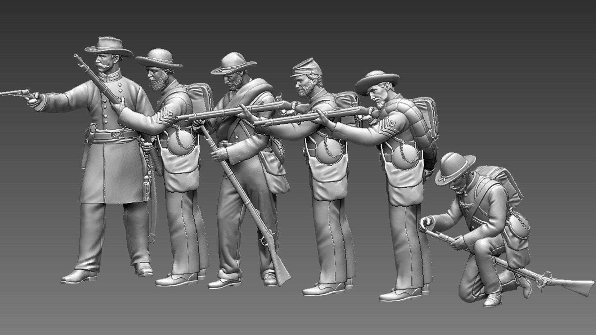 3D Model Attack Soldiers Confederate Us Civil War - TurboSquid 2013023