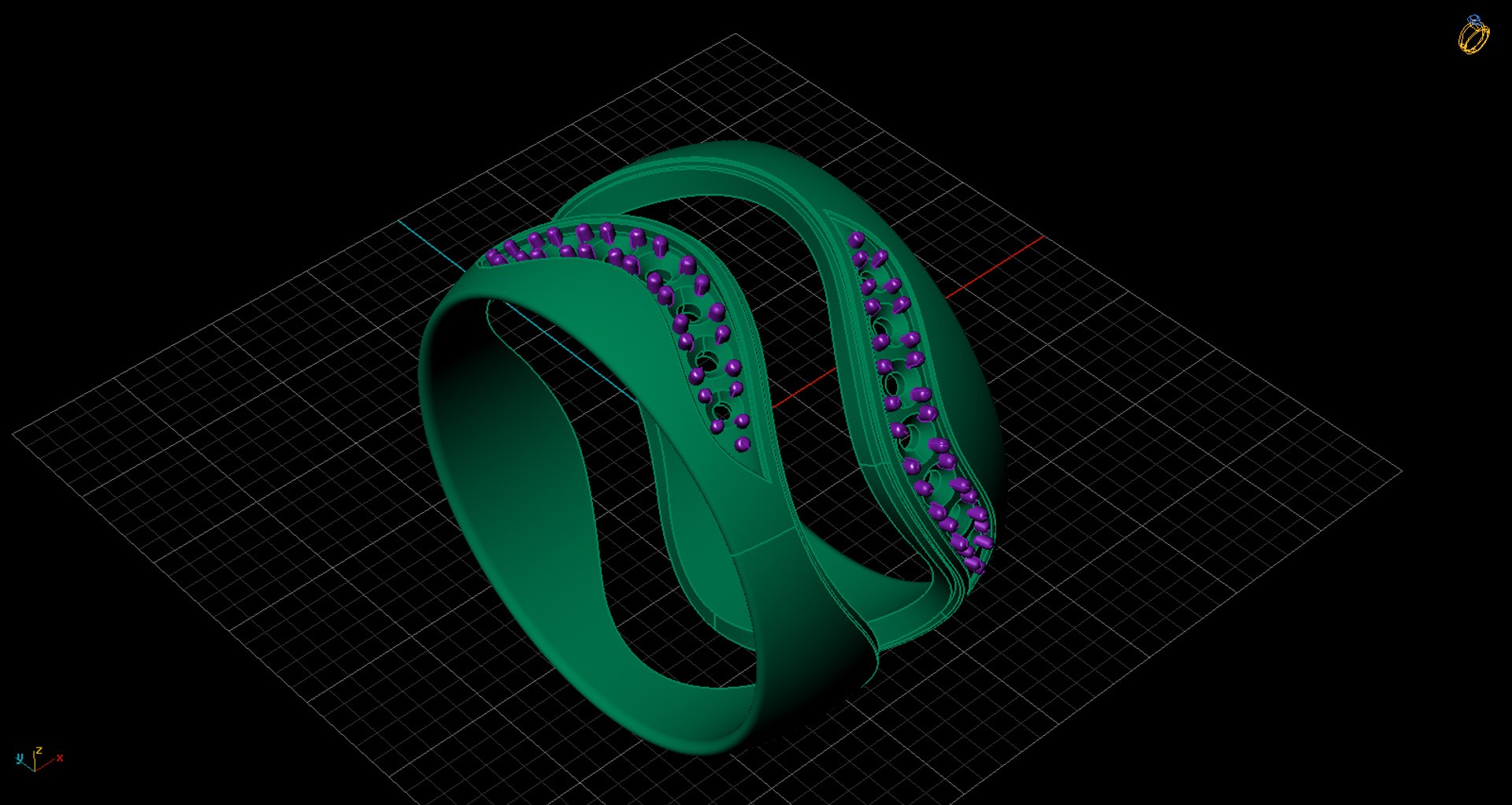 3D Bicolor Ring with Gems 3D print model STL 3dm Fashion Design model ...