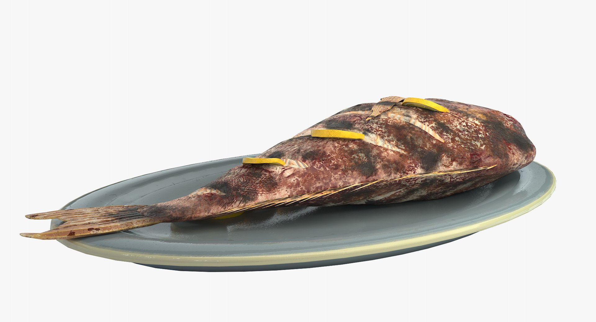 3D Dinner Grilled Fish Plate Model - TurboSquid 1392192
