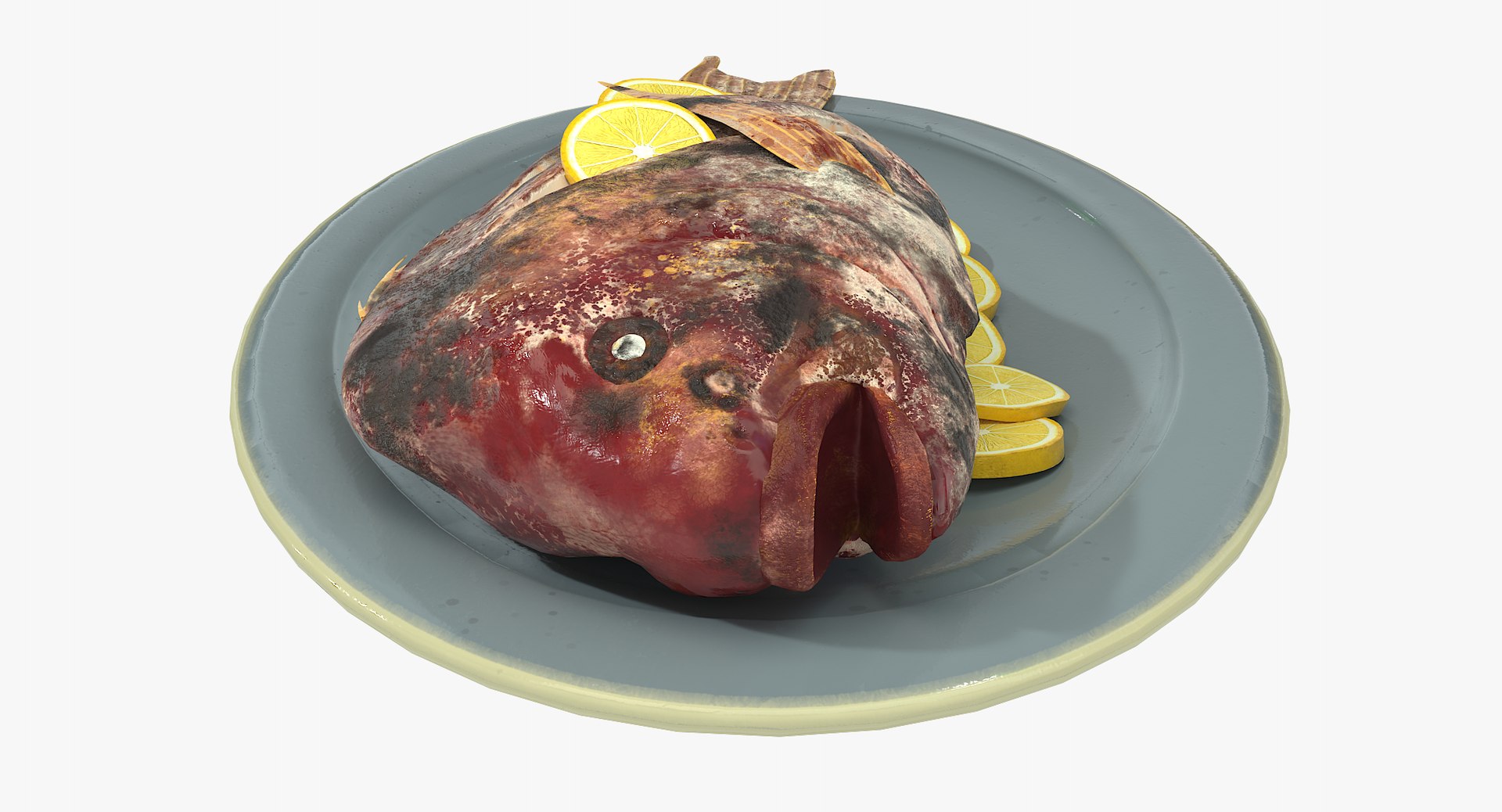 3D Dinner Grilled Fish Plate Model - TurboSquid 1392192